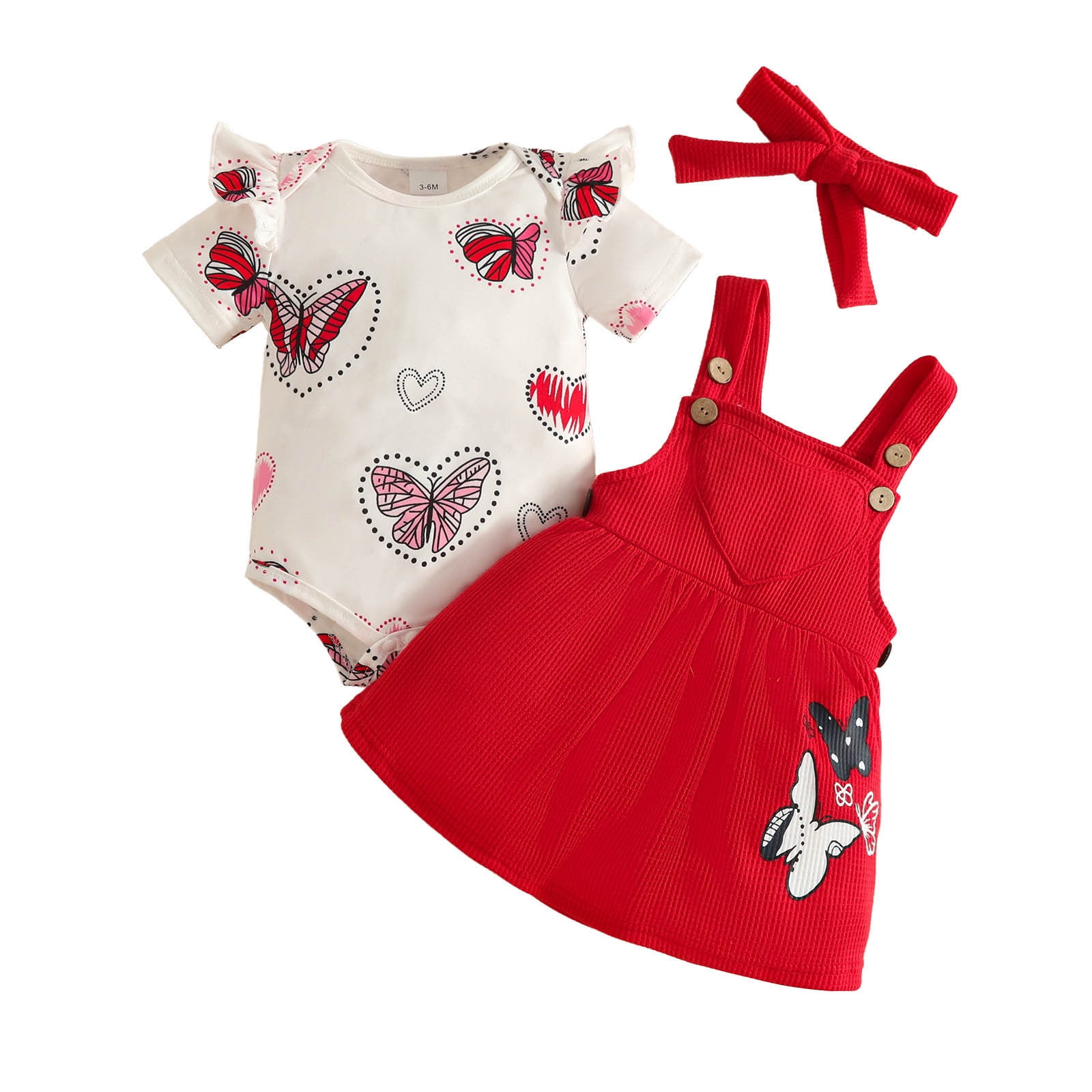 FINALGANG Girls Baby Three Piece Jumpsuit Outfit Cartoon Prints Short ...