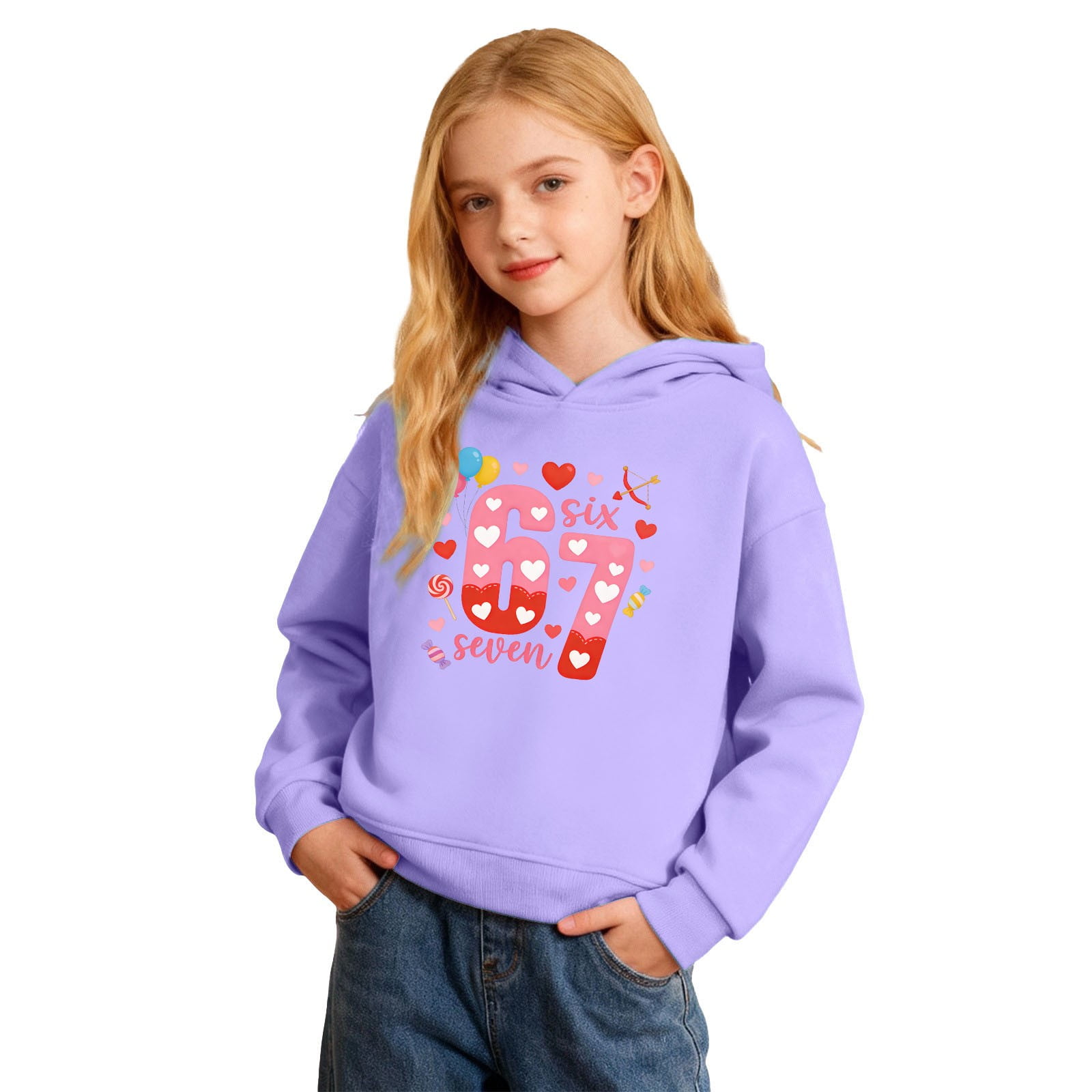 FINALGANG Girls Boys Kids Valentine's Day Hoodie With Number Hearts ...