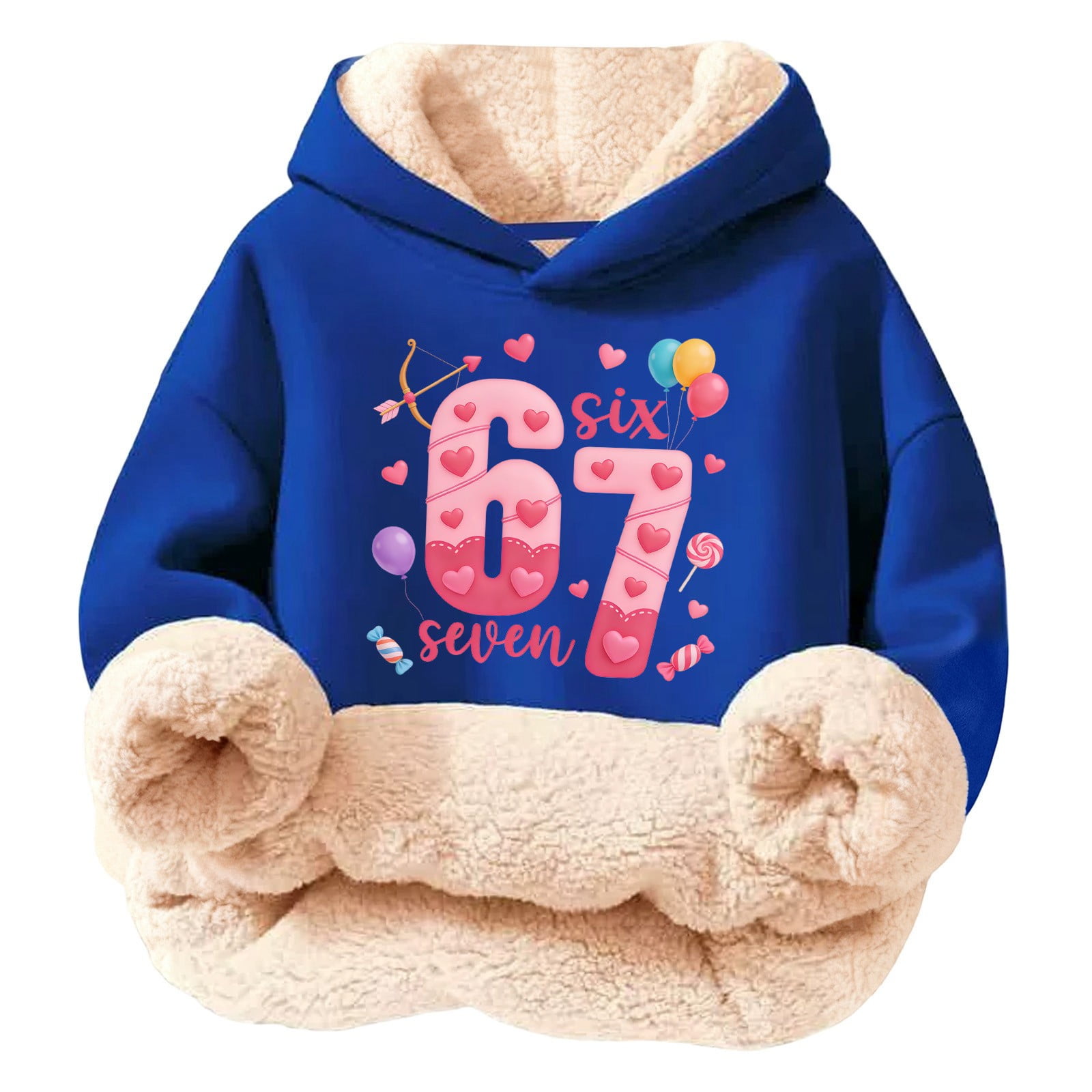 FINALGANG Girls Boys Kids Valentine's Day Hoodies Number Printed Plush ...