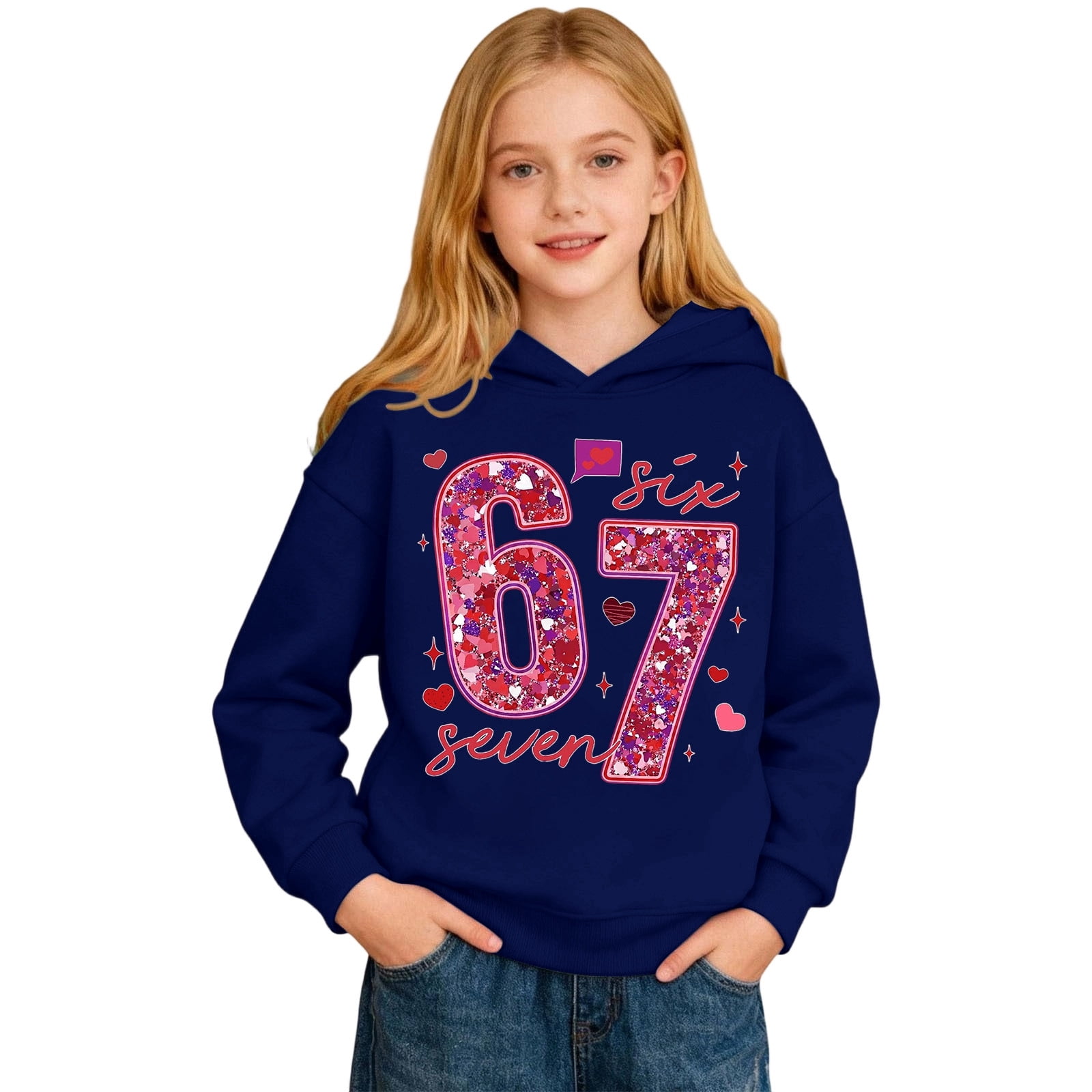 FINALGANG Girls Boys Kids Valentine's Day Hoodies Sequins Number ...