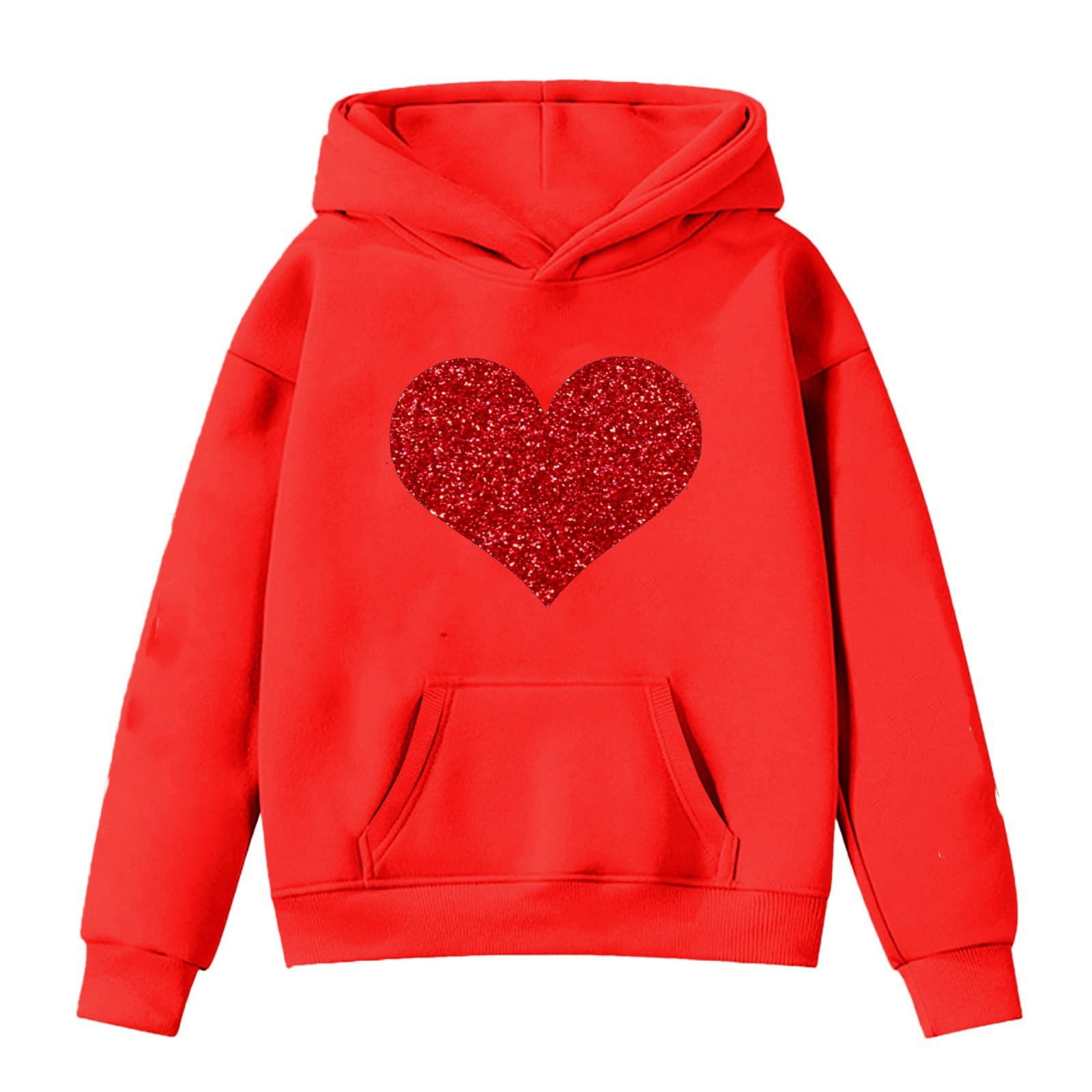 FINALGANG Girls Boys Kids Valentine's Day Hoodies Shiny Heart Prints ...