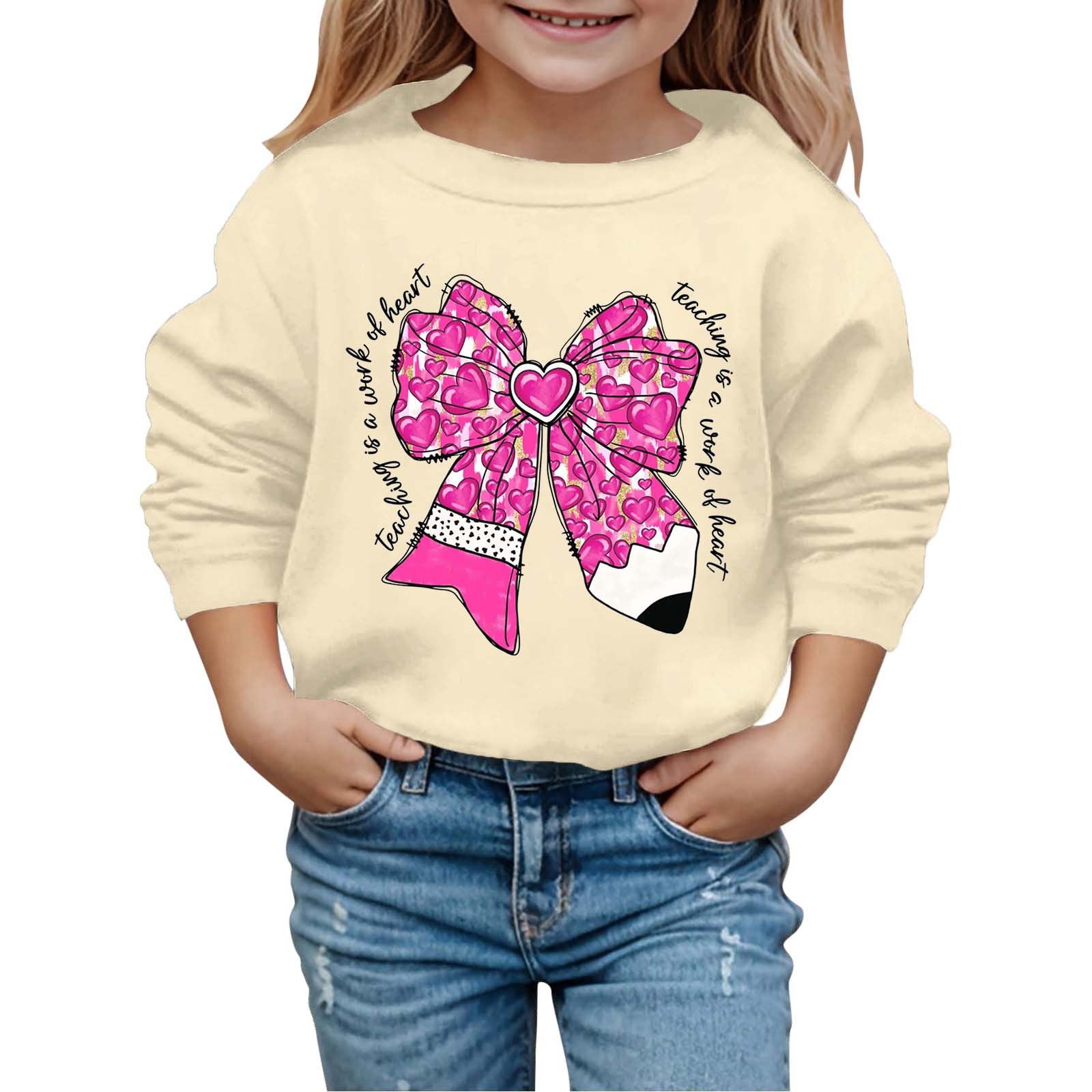 FINALGANG Girls Boys Kids Valentine's Day Sweatshirt Heart Bow Pattern ...