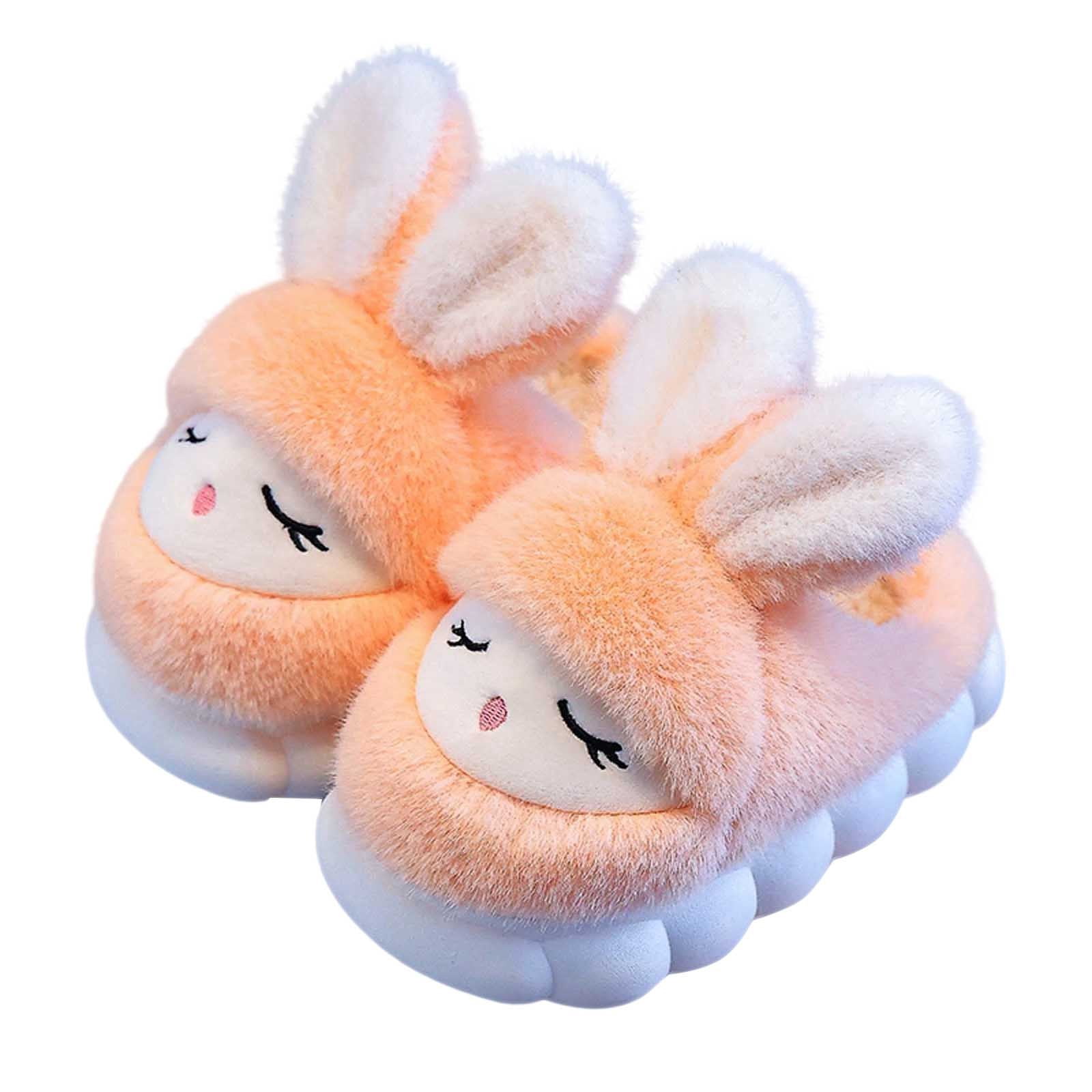 FINALGANG Girls Boys Plush Slippers Warm Cartoon Animal Closed Toe Non ...