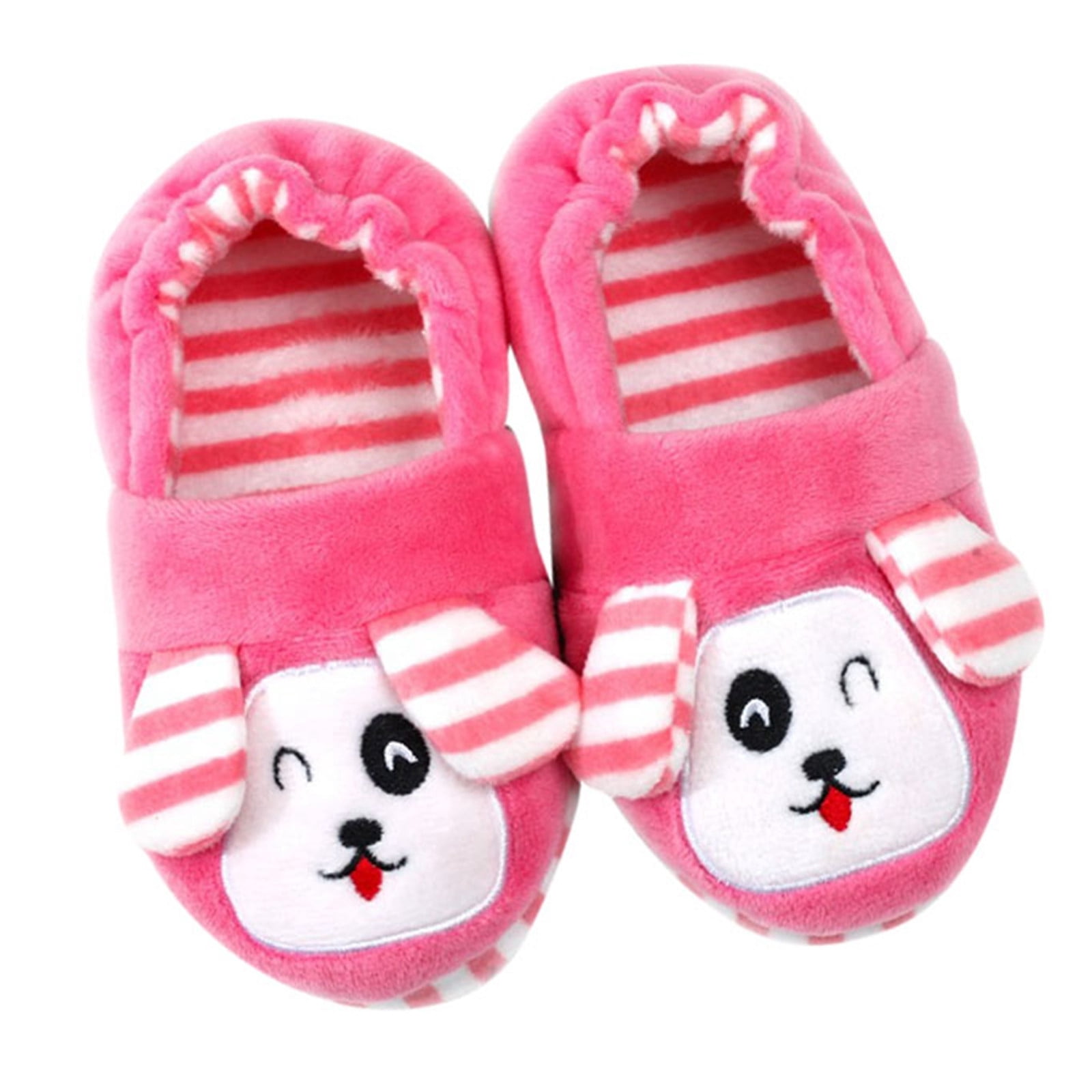 FINALGANG Girls Boys Plush Slippers Warm Cartoon Animal Closed Toe Non ...