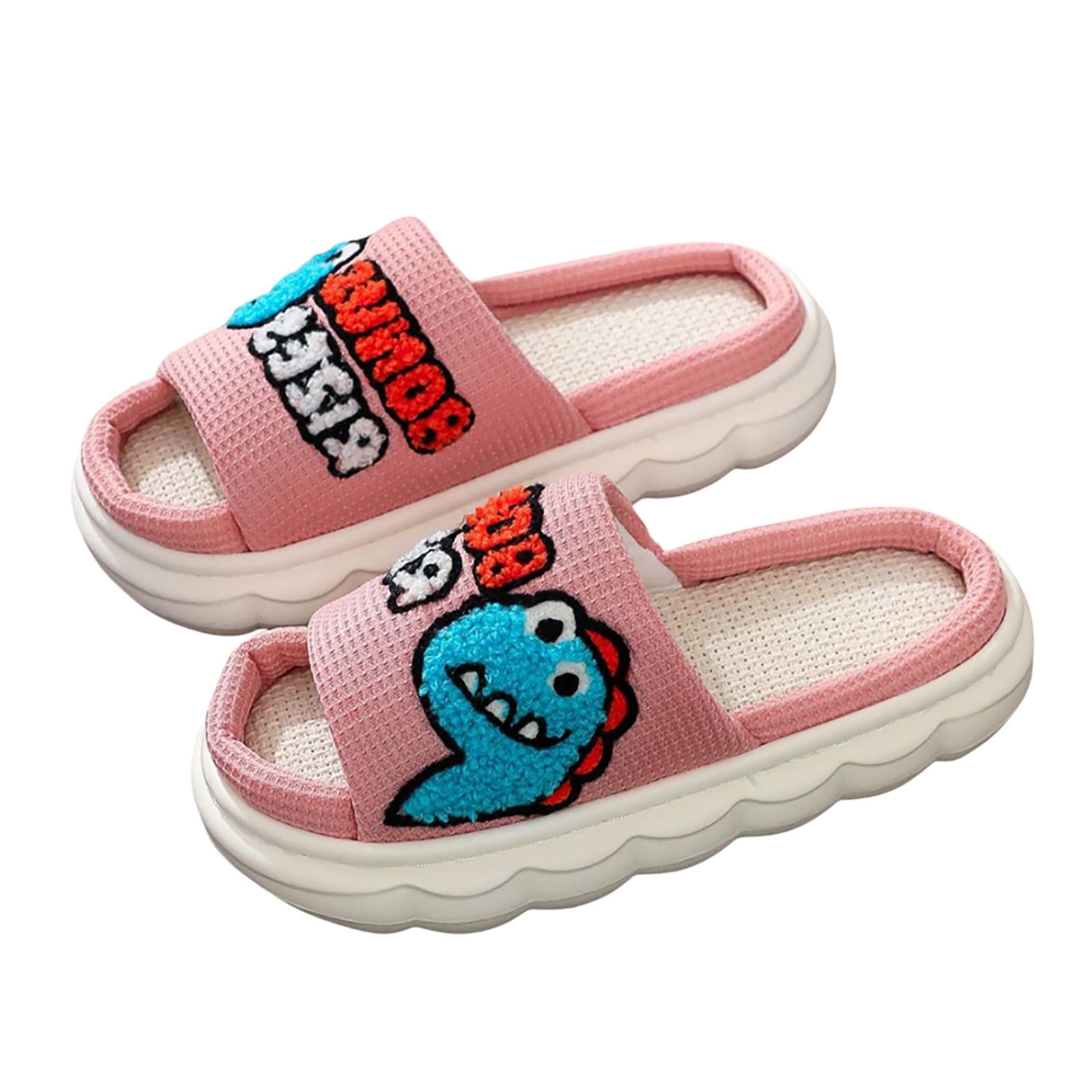 FINALGANG Girls Boys Slippers Cartoon Animal Letter Embroidery Open Toe ...