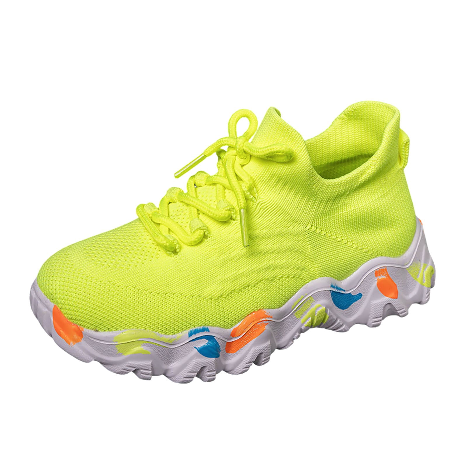 FINALGANG Girls Boys Sneakers Solid Color Lace Up Closed Toe Non- Mesh ...