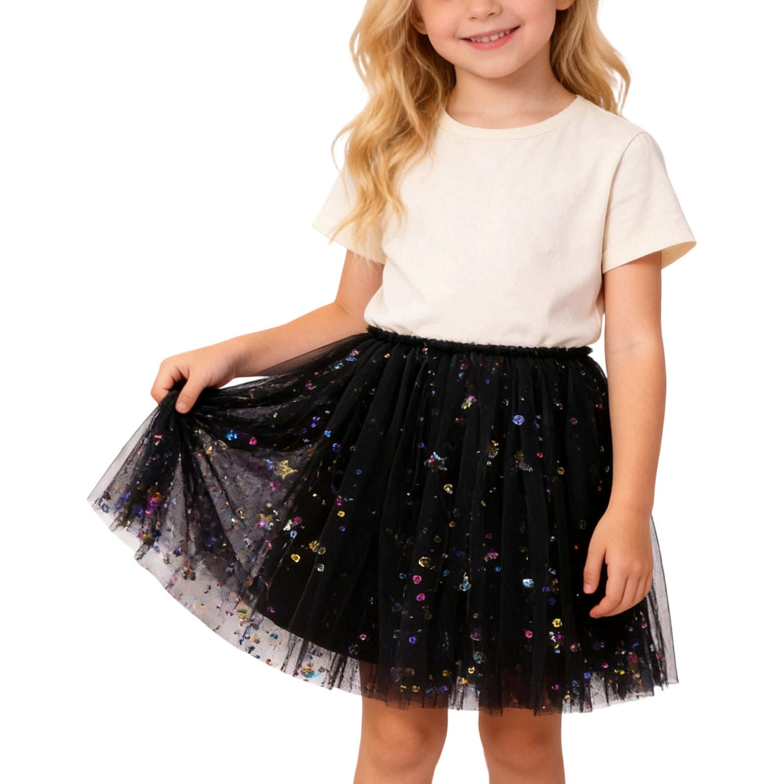 FINALGANG Girls Carnival Skirt Kids Colorful Star Pattern Tutu Skirt ...