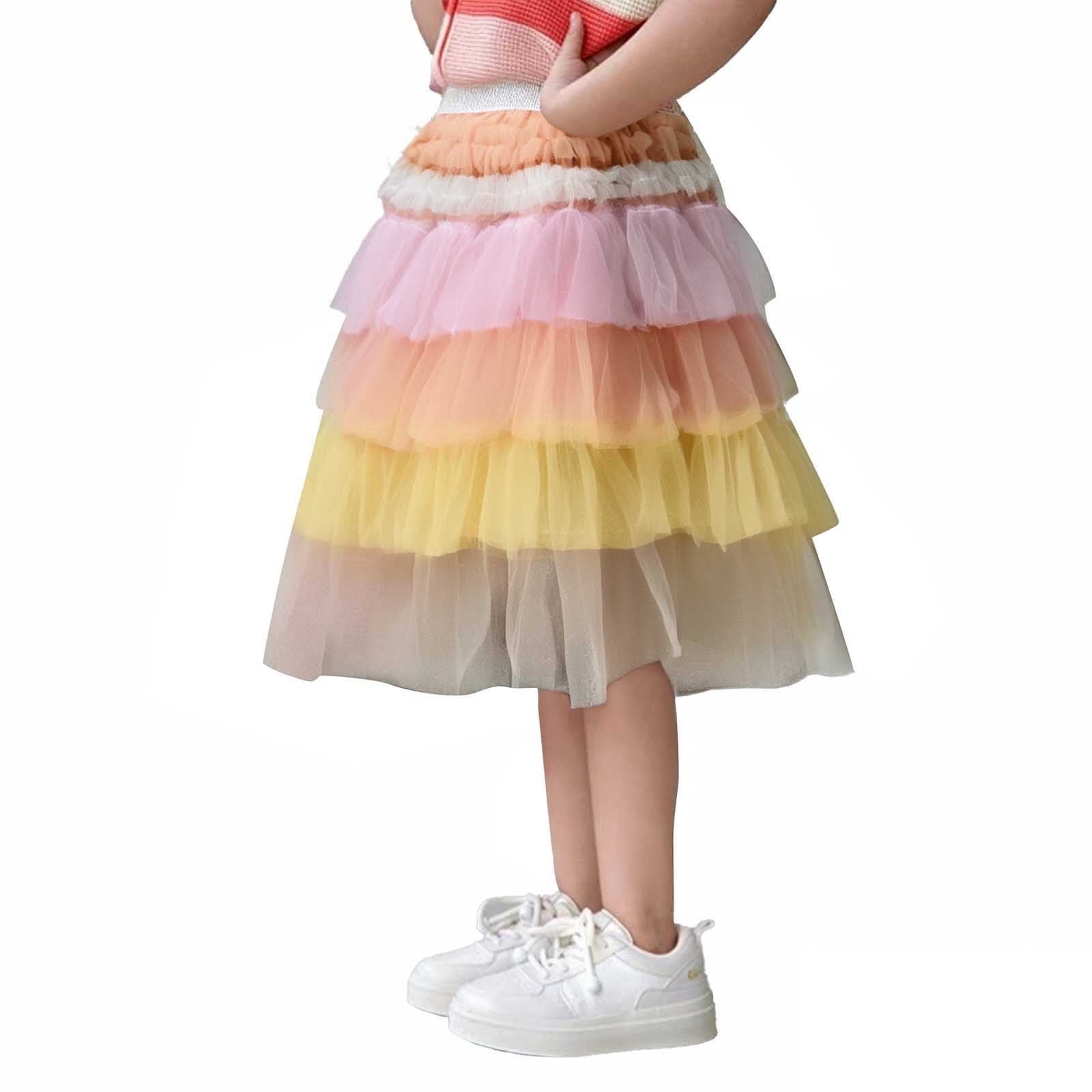 FINALGANG Girls Carnival Skirt Kids Pastel Gradient Tutu Skirt Multi ...