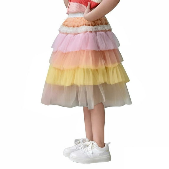 FINALGANG Girls Carnival Skirt Kids Pastel Gradient Tutu Skirt Multi ...