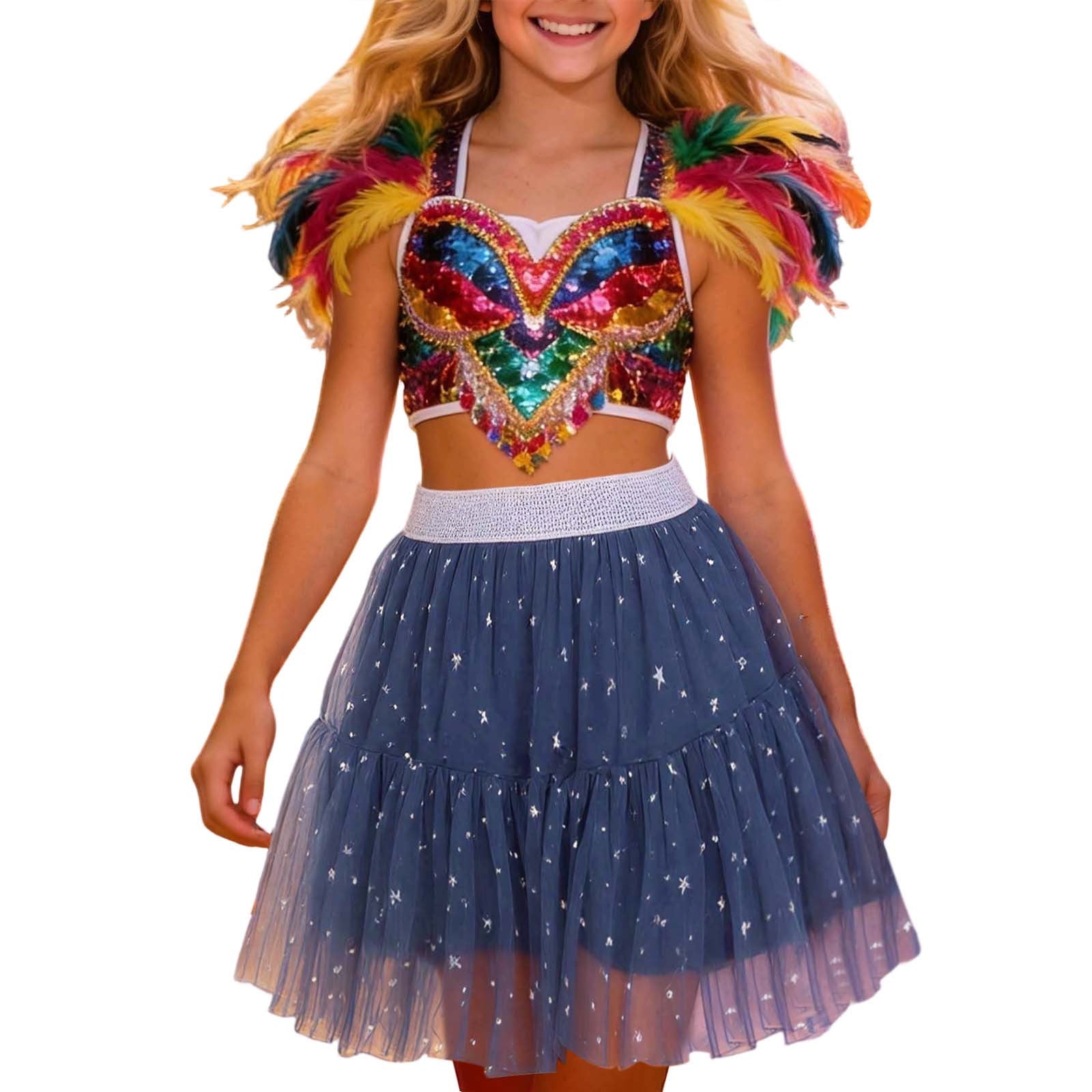 FINALGANG Girls Carnival Skirt Kids Star Pattern Tutu Skirt Tiered ...