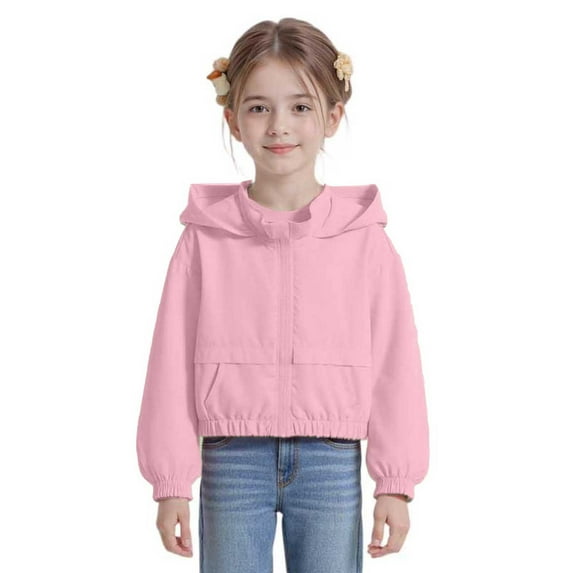 FINALGANG Girls Kids Casual Outdoor Coat Solid Color Windproof Jacket ...