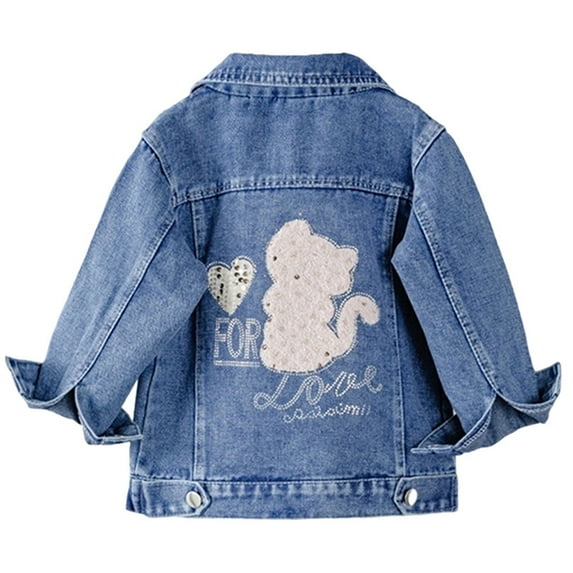 FINALGANG Girls Kids Denim Jacket Casual Loose Fit Jean Coat With Back ...