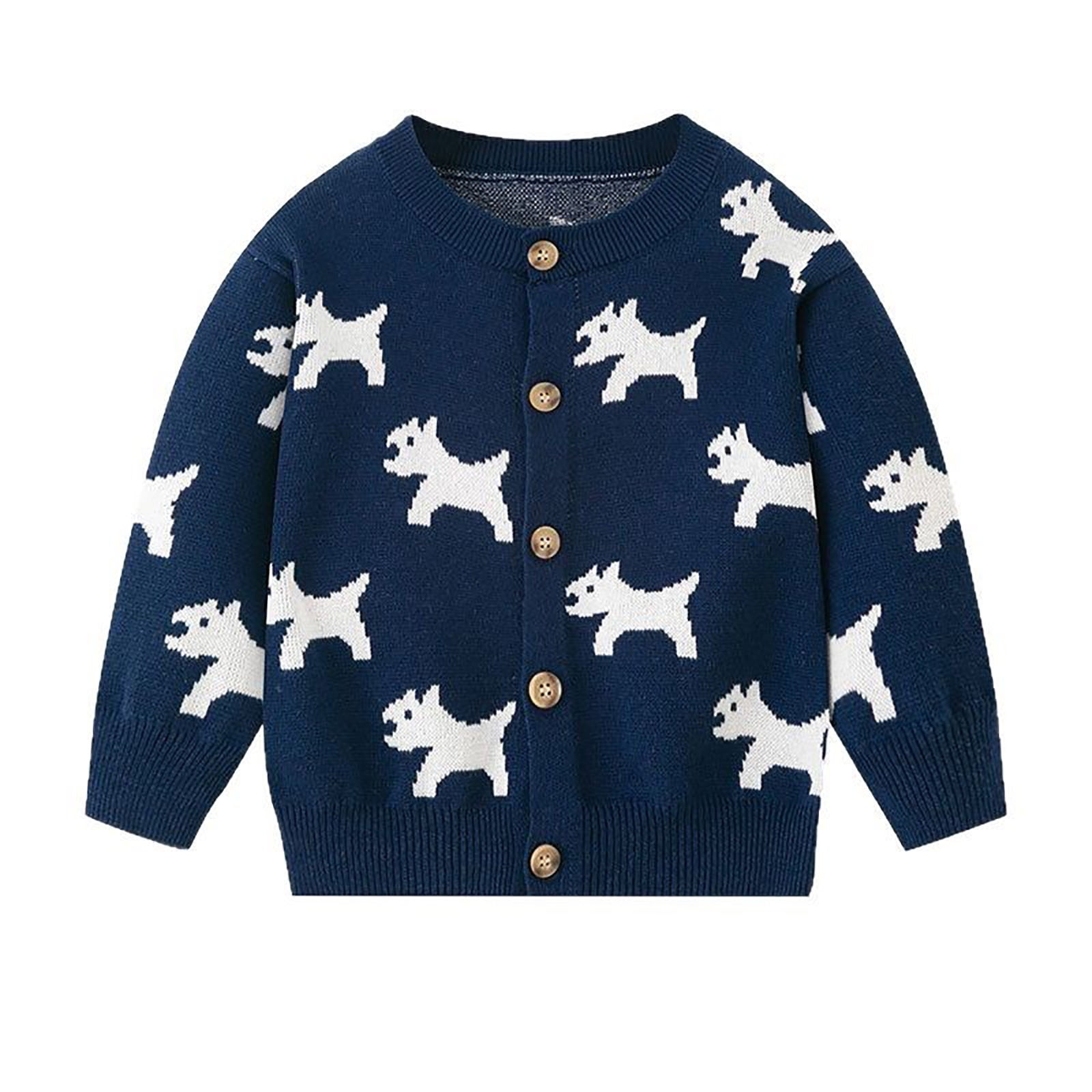 FINALGANG Girls Kids Knitted Sweater Coat Soft Warm Cartoon Pattern ...