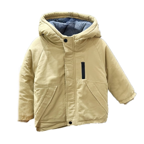 FINALGANG Girls Kids Padded Coat Winter Plush Lined Thermal Solid Color ...