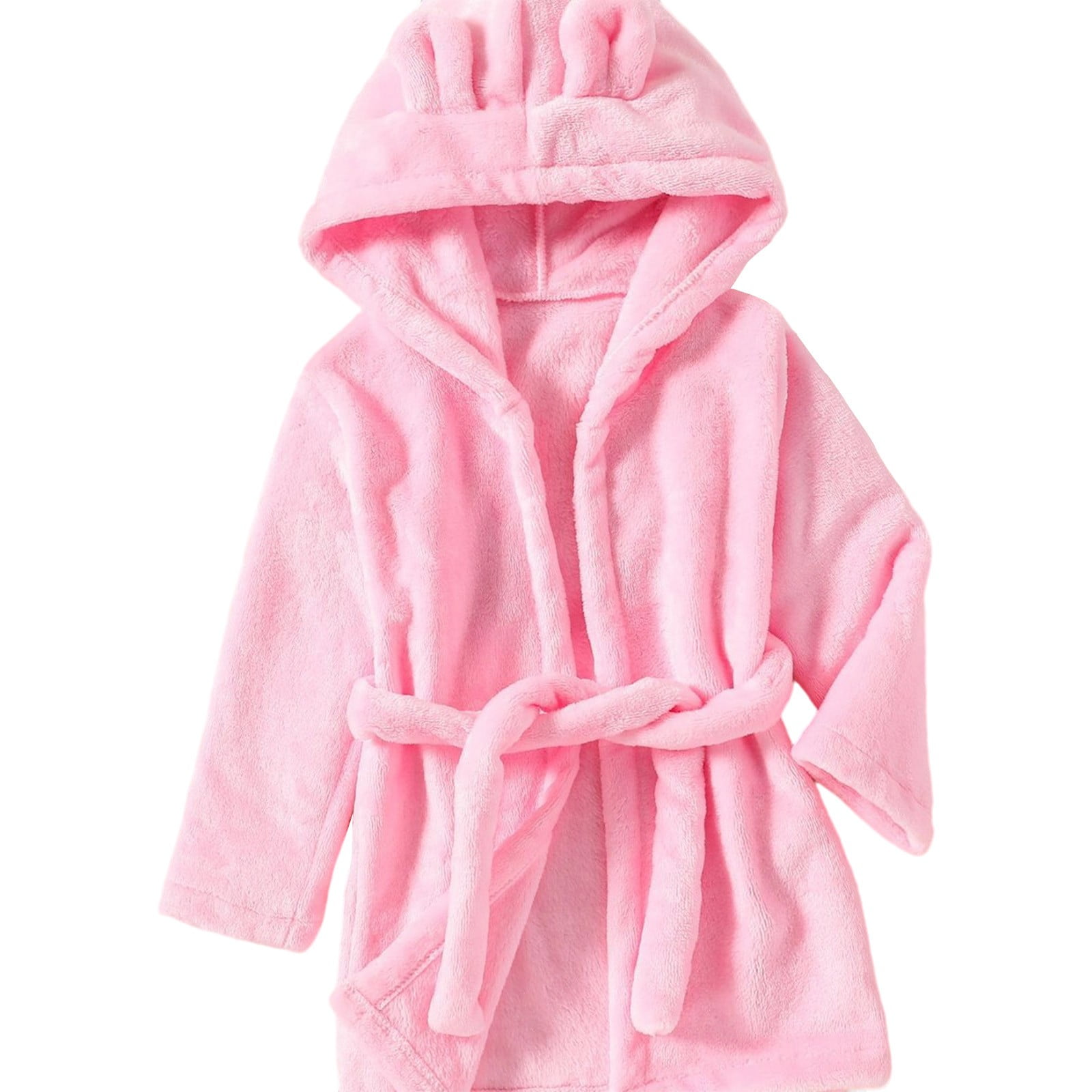 FINALGANG Girls Kids Plush Warm Homewear Robe Solid Color Long Sleeve ...