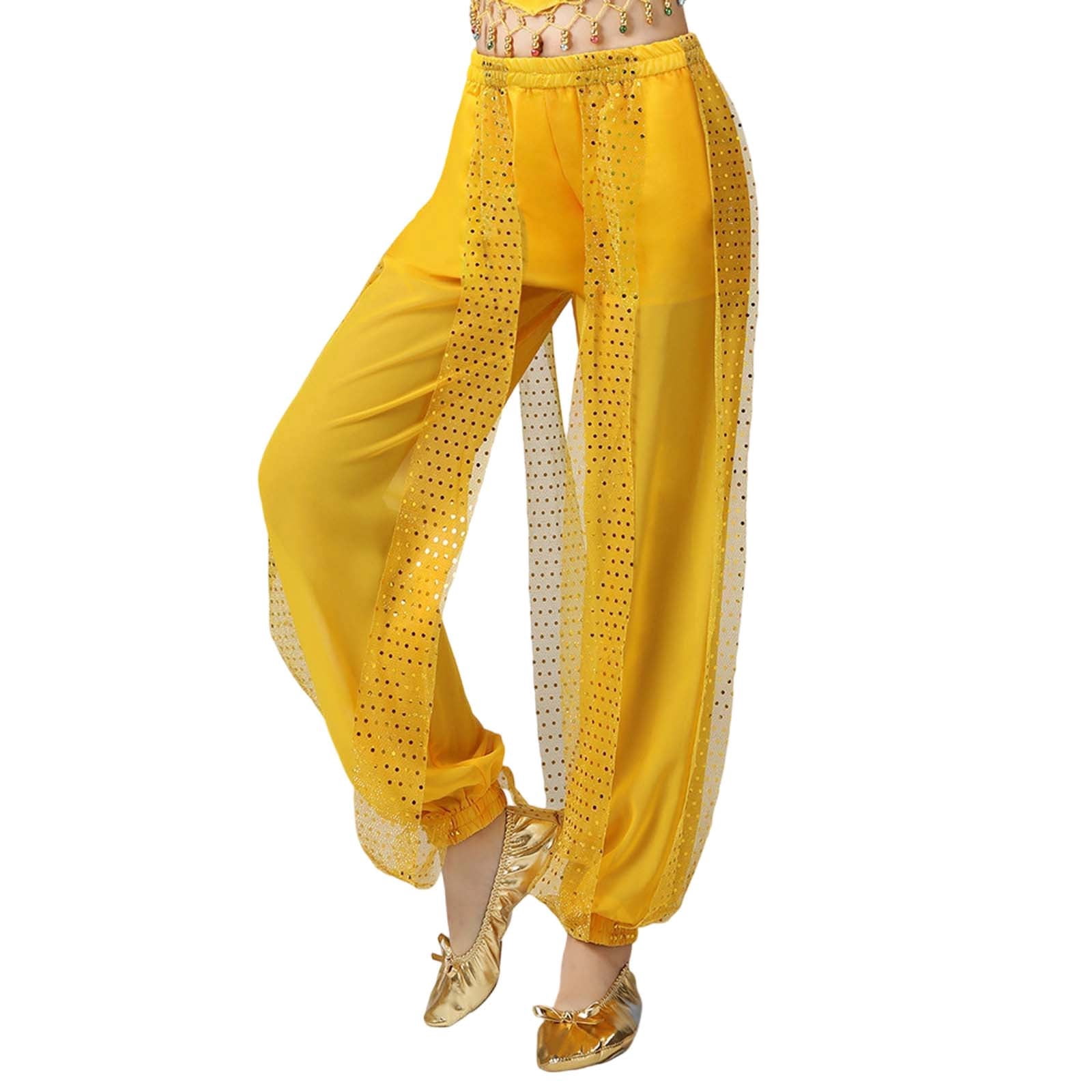 FINALGANG Girls Kids Solid Color Dance Pants Elastic Waist Sequin Decor ...