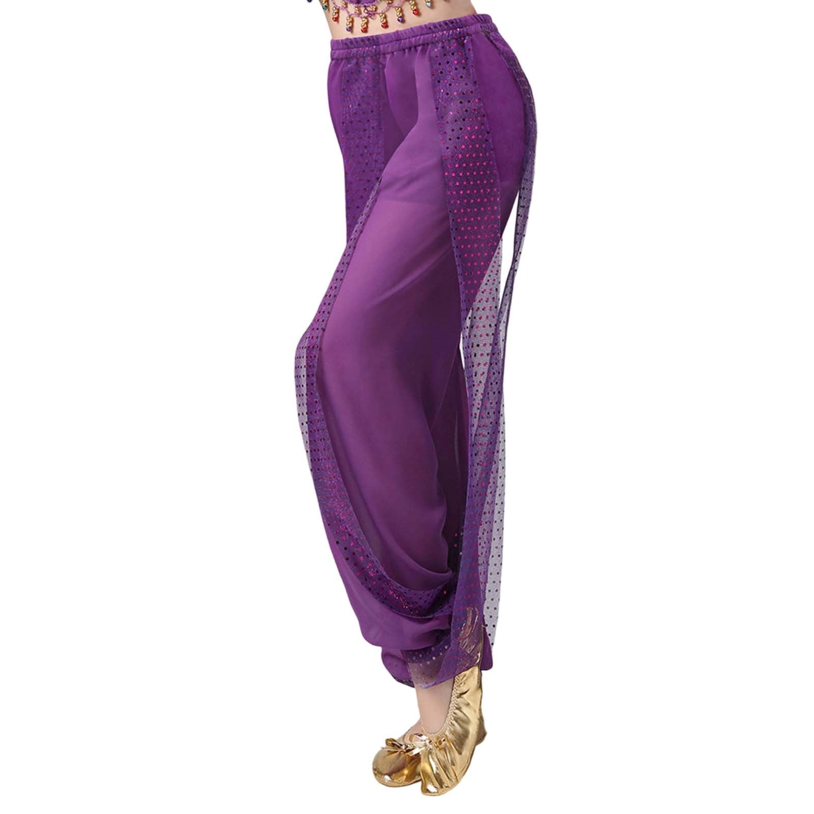 FINALGANG Girls Kids Solid Color Dance Pants Elastic Waist Sequin Decor ...