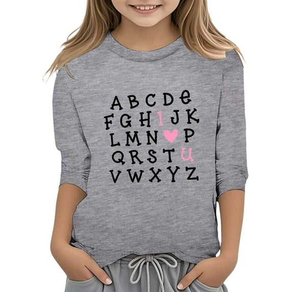 FINALGANG Girls Kids Valentine's Day T-Shirt With Letter Pink Heart ...