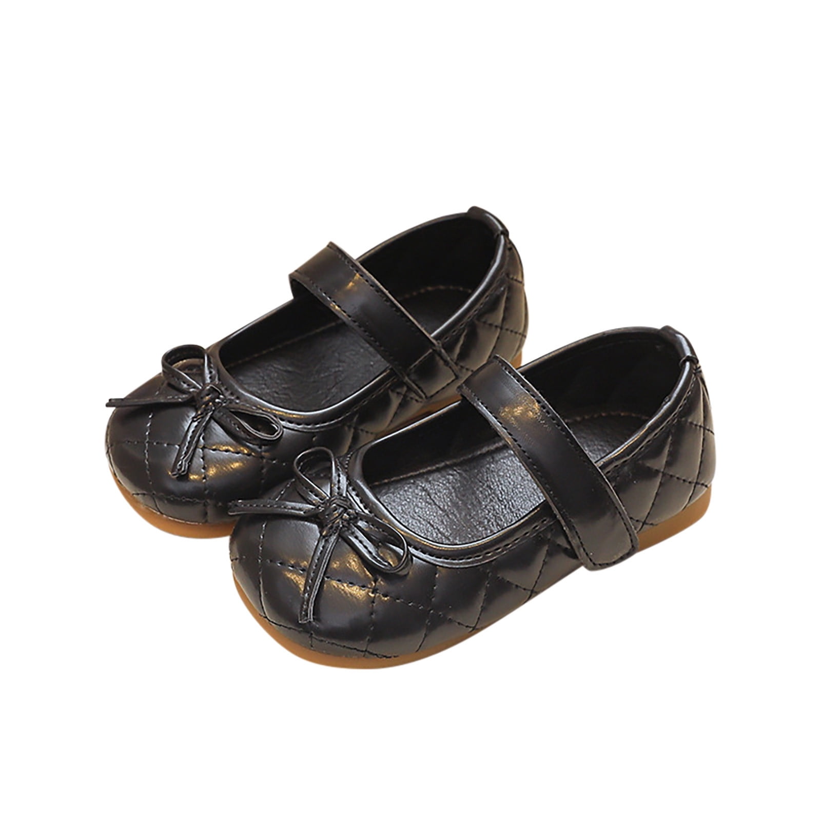 FINALGANG Girls Leather Dress Shoes Bowknot Princess Traction Grip ...