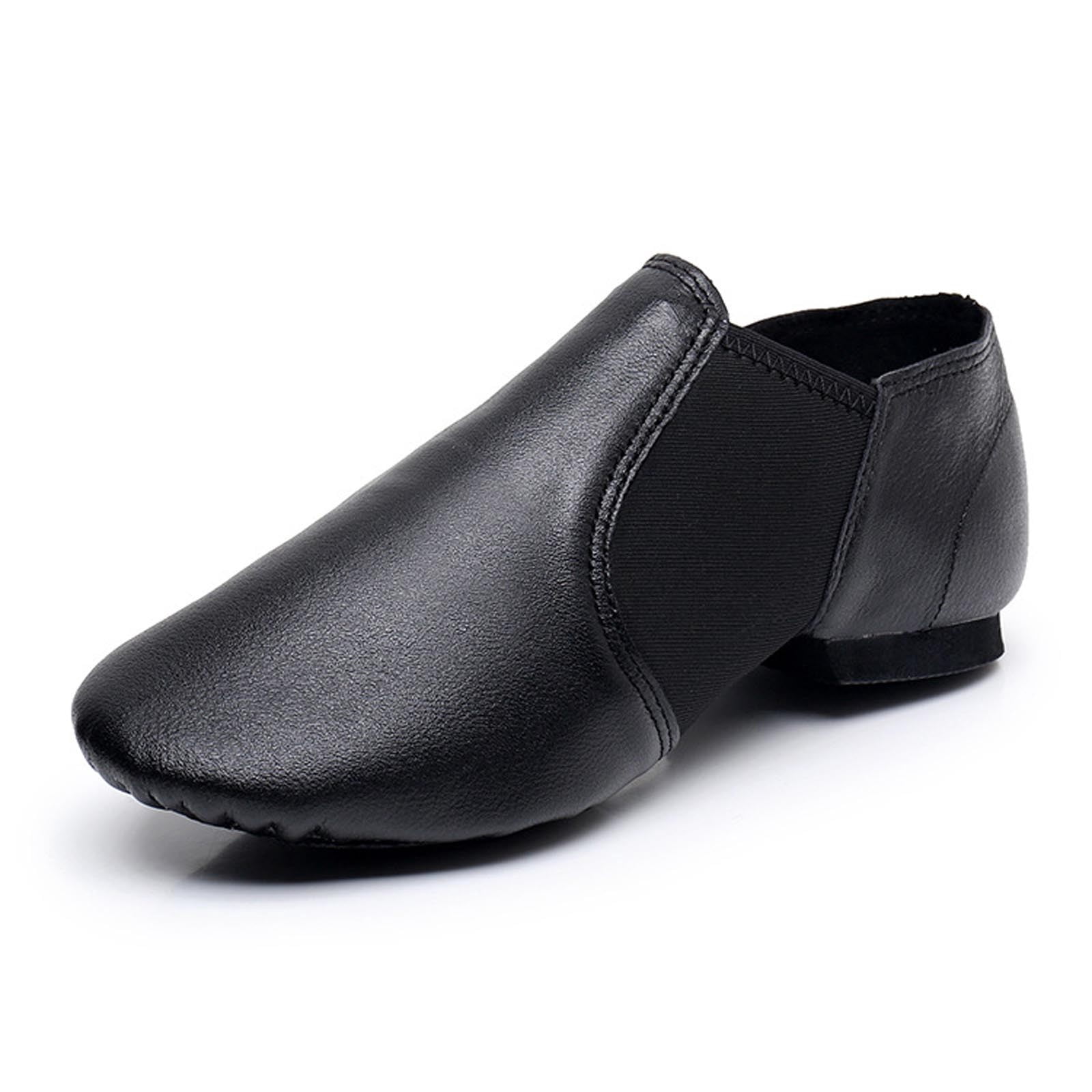 FINALGANG Girls Leather Jazz Dance Shoes Kids Solid Color Step In ...