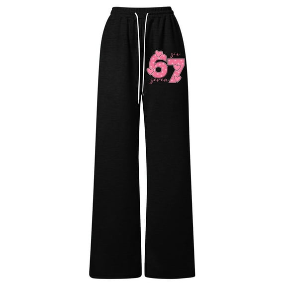 FINALGANG Girls' Pants Kids Number Prints Wide Leg Pants Elastic ...