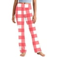 FINALGANG Girls' Pants Kids Plaid Pattern Casual Flared Pants Elastic ...