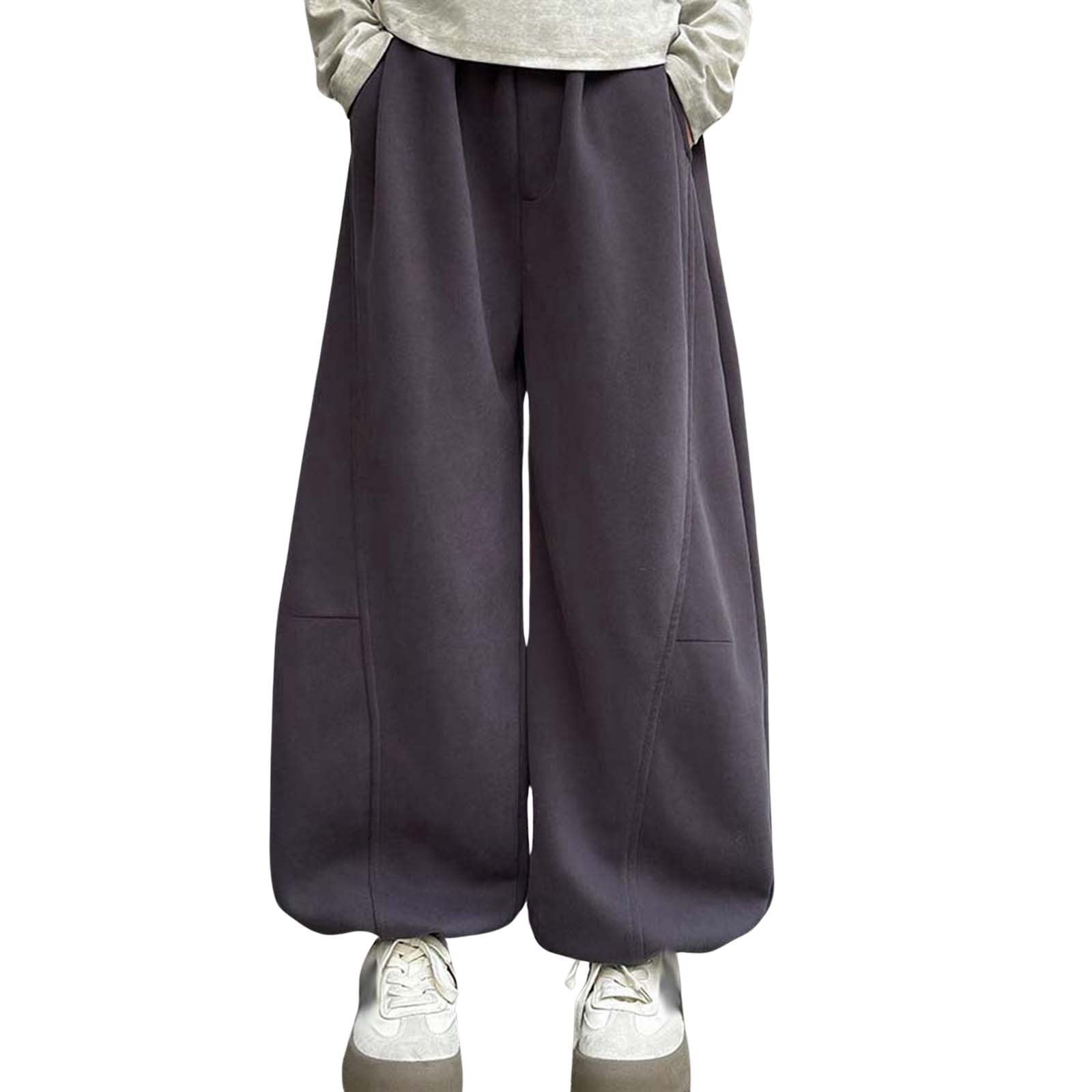 FINALGANG Girls' Pants Kids Spring Fall Solid Color Wide Leg Joggers ...