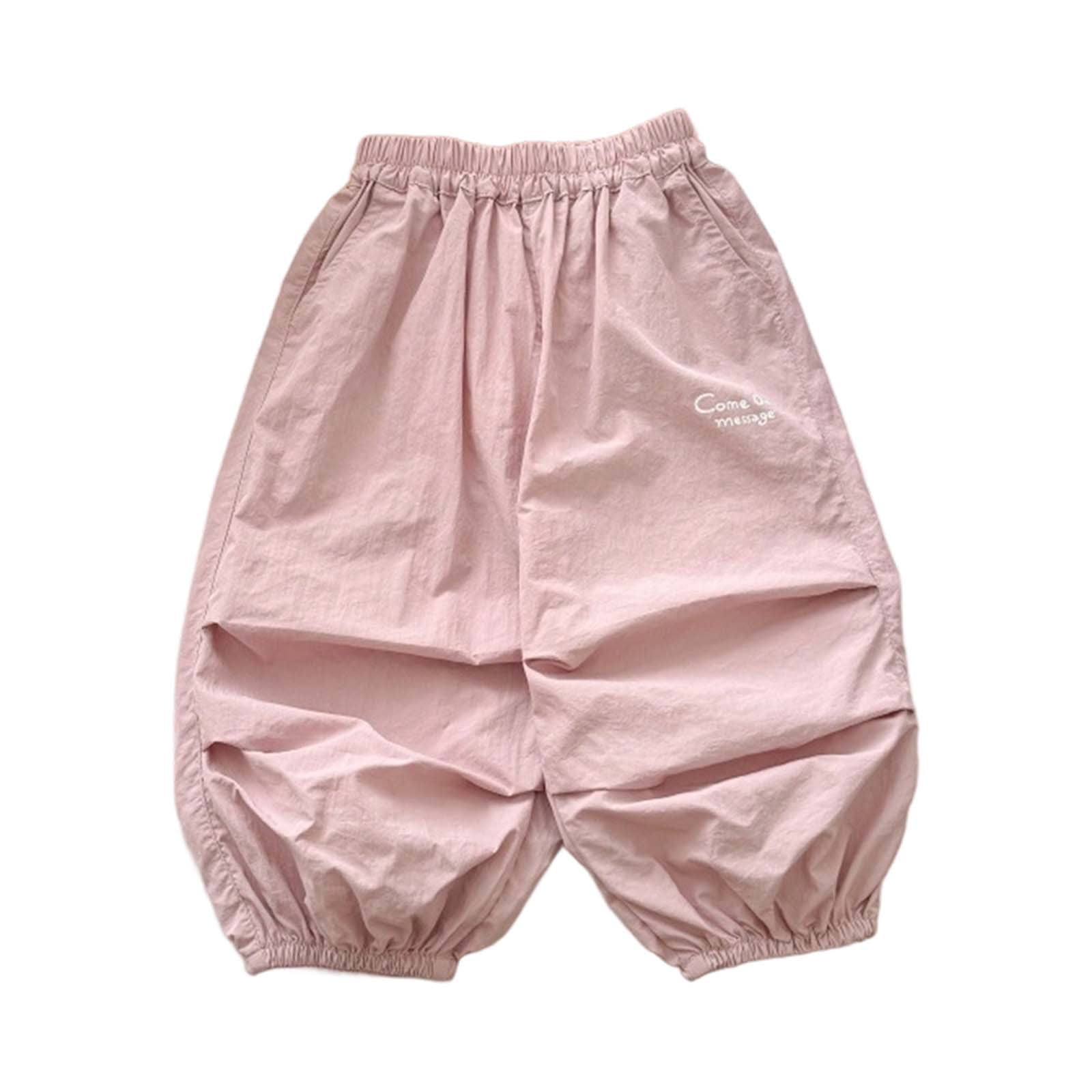 FINALGANG Girls' Pants Kids Summer Solid Color Tapered Leg Pants ...