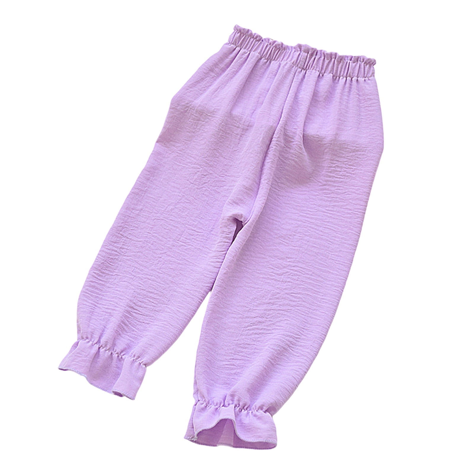 FINALGANG Girls' Pants Kids Summer Thin Solid Color Tapered Leg Pants ...