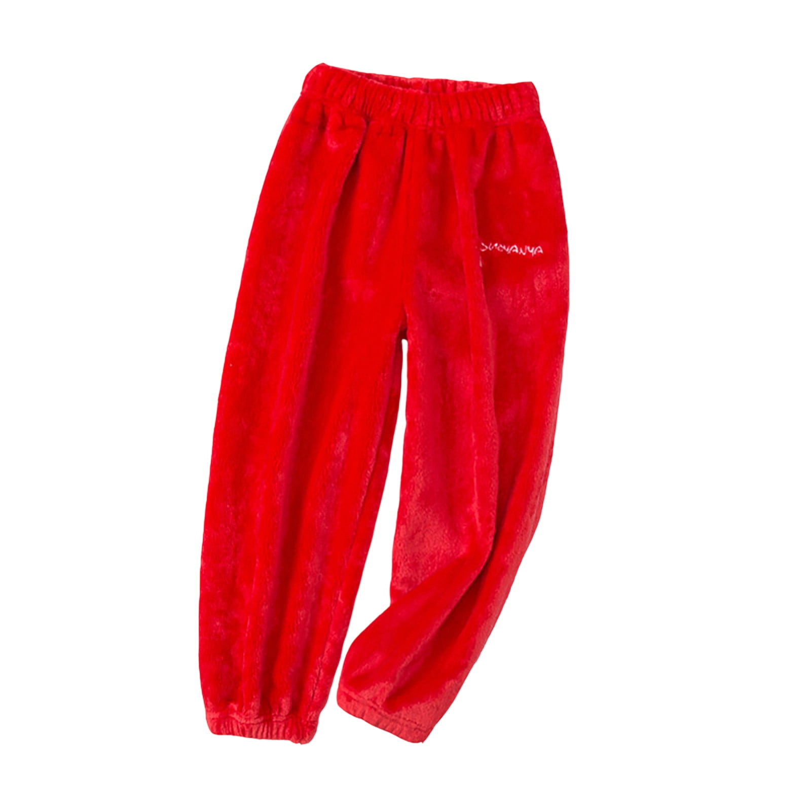 FINALGANG Girls' Pants Kids Winter Letter Embroidery Plush Pants ...