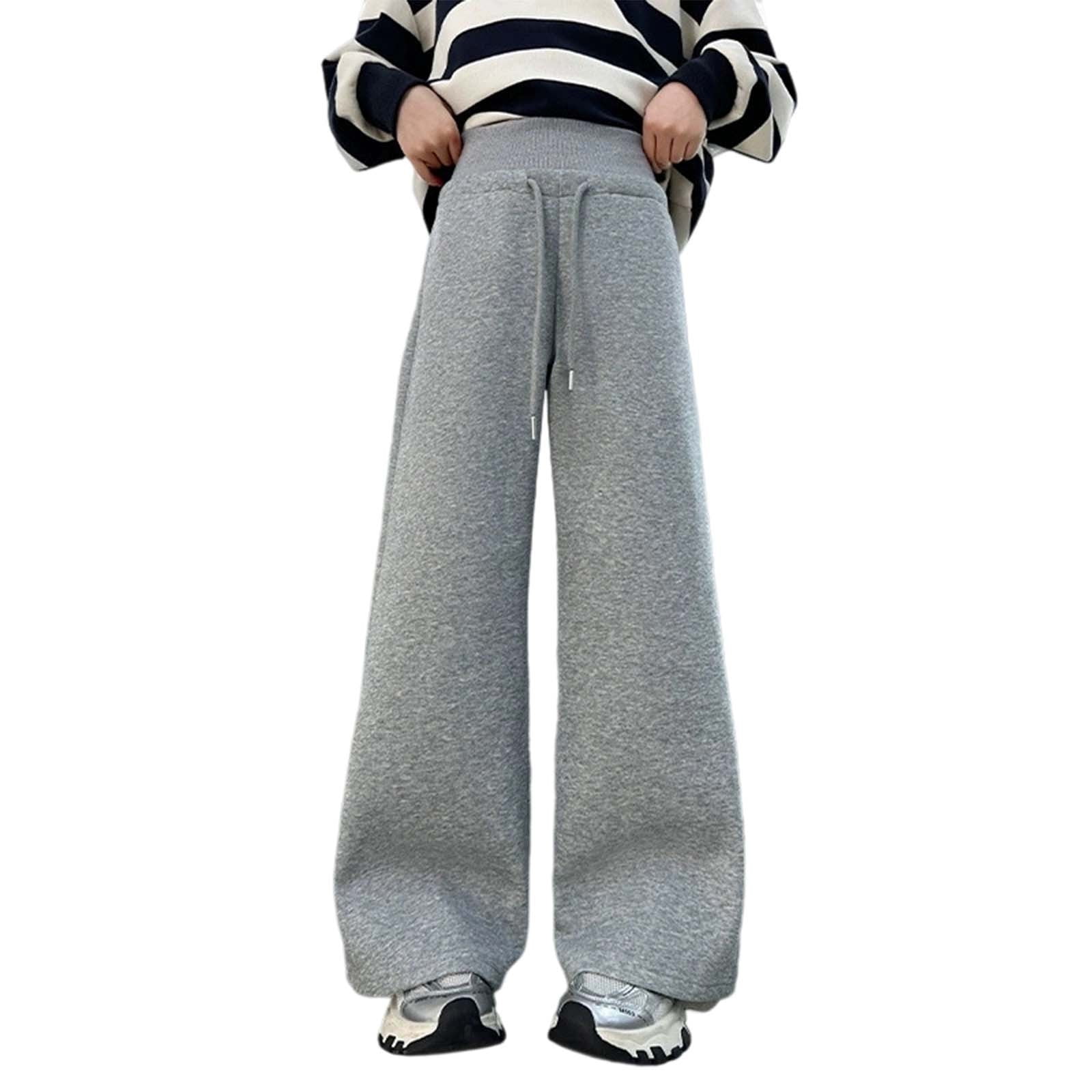 FINALGANG Girls' Pants Spring Autumn Kids Solid Color Sweatpants Wide ...