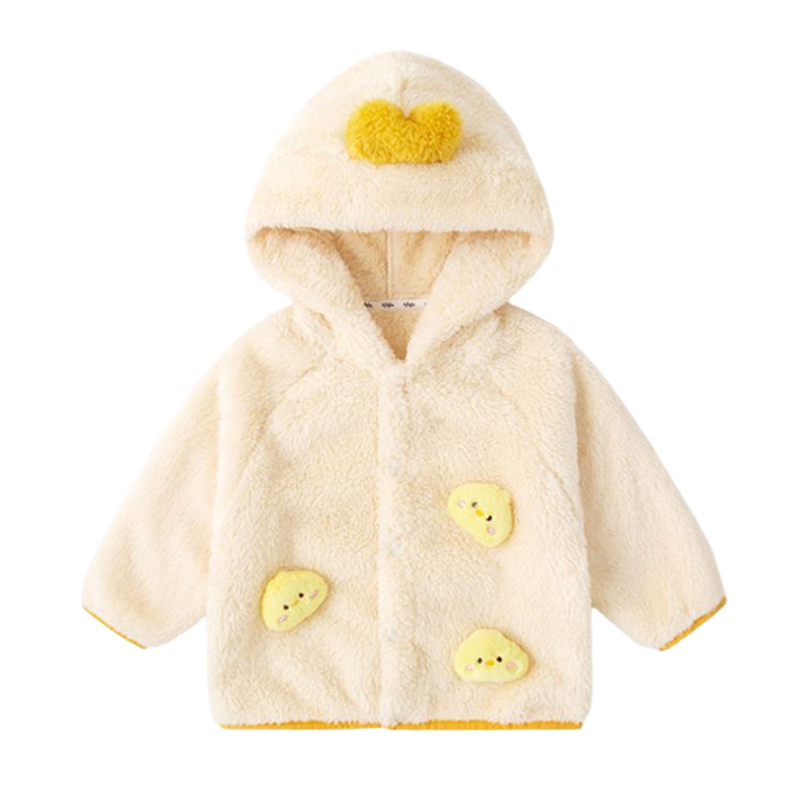 FINALGANG Girls Plush Jacket Warm Cartoon Embroidery Long Sleeve Hooded ...
