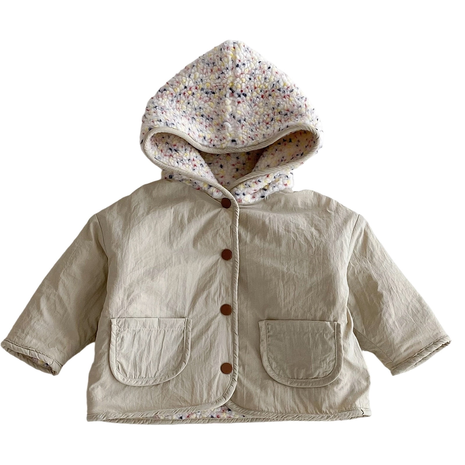 FINALGANG Girls Plush Jacket Warm Thickened Windbreaker Patchwork Long ...