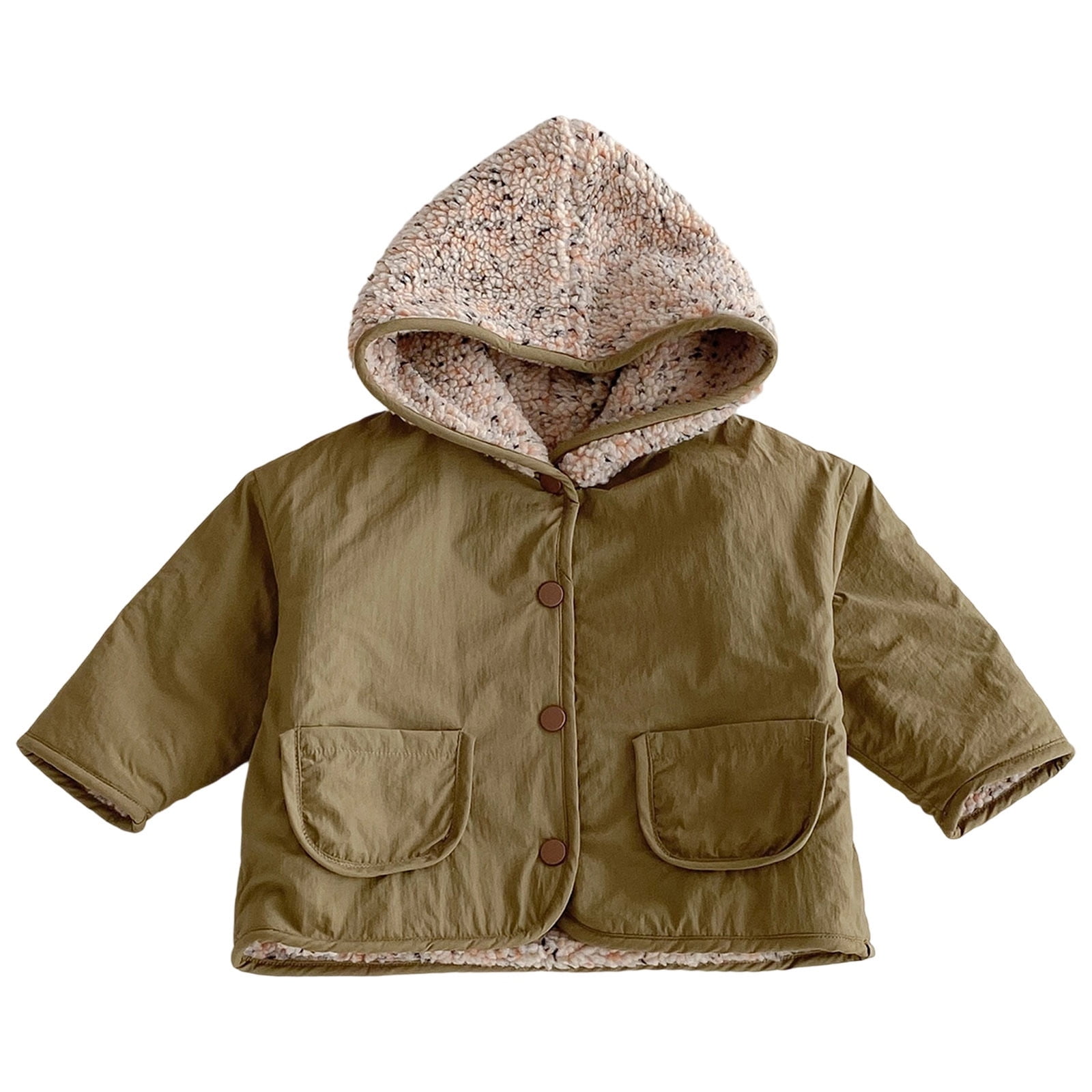 FINALGANG Girls Plush Jacket Warm Thickened Windbreaker Patchwork Long ...