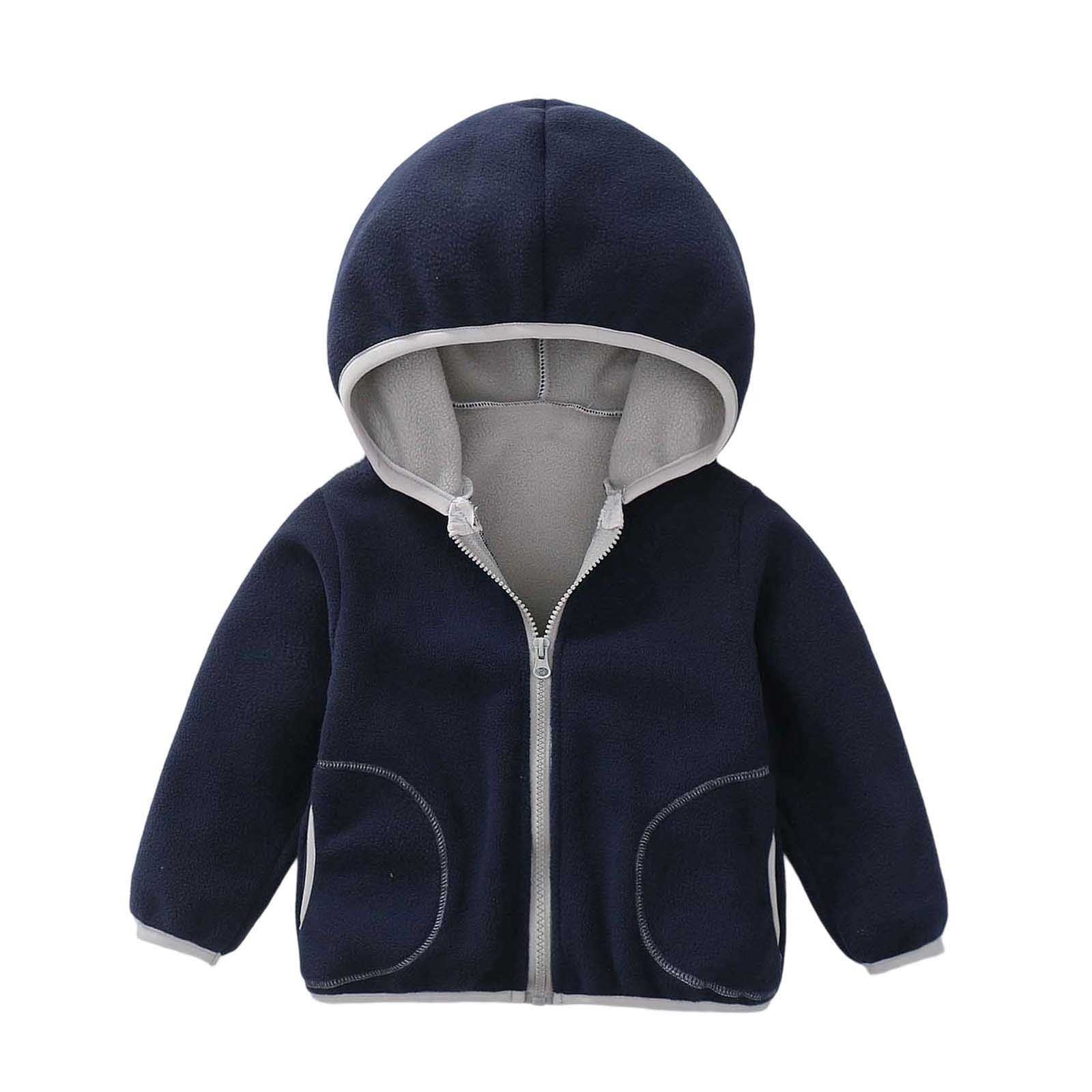 FINALGANG Girls Plush Jacket Warm Windproof Color Block Long Sleeve ...