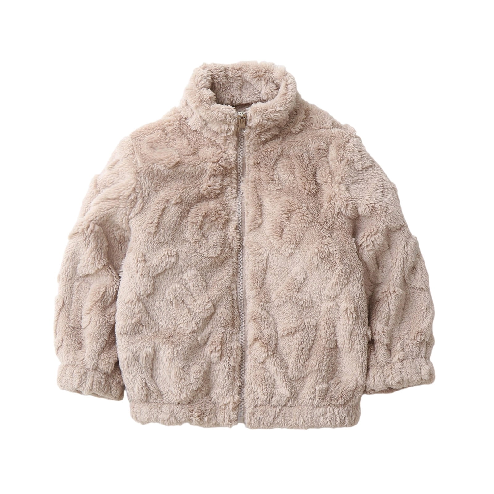 FINALGANG Girls Plush Jacket Warm Windproof Solid Color Long Sleeve ...