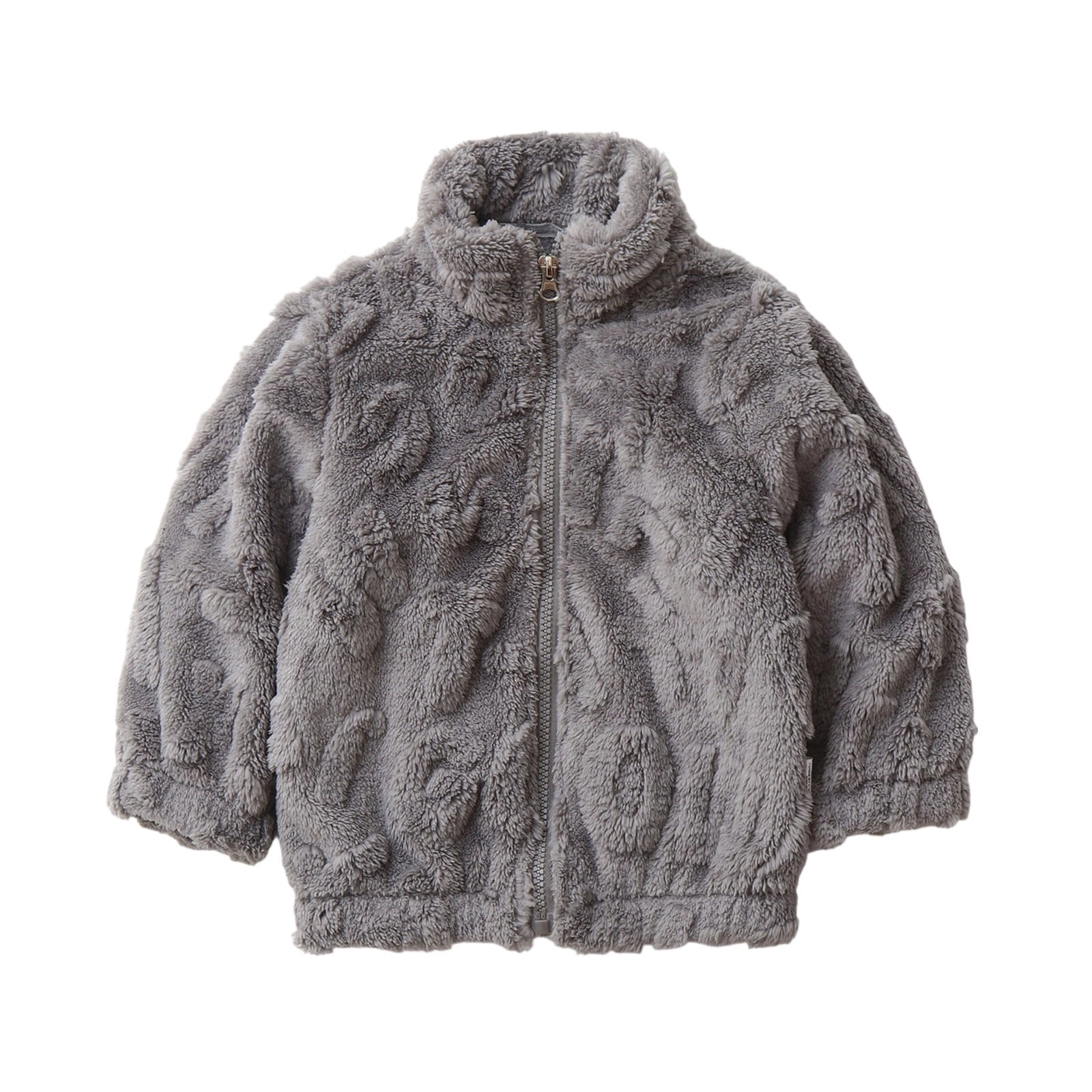 FINALGANG Girls Plush Jacket Warm Windproof Solid Color Long Sleeve ...