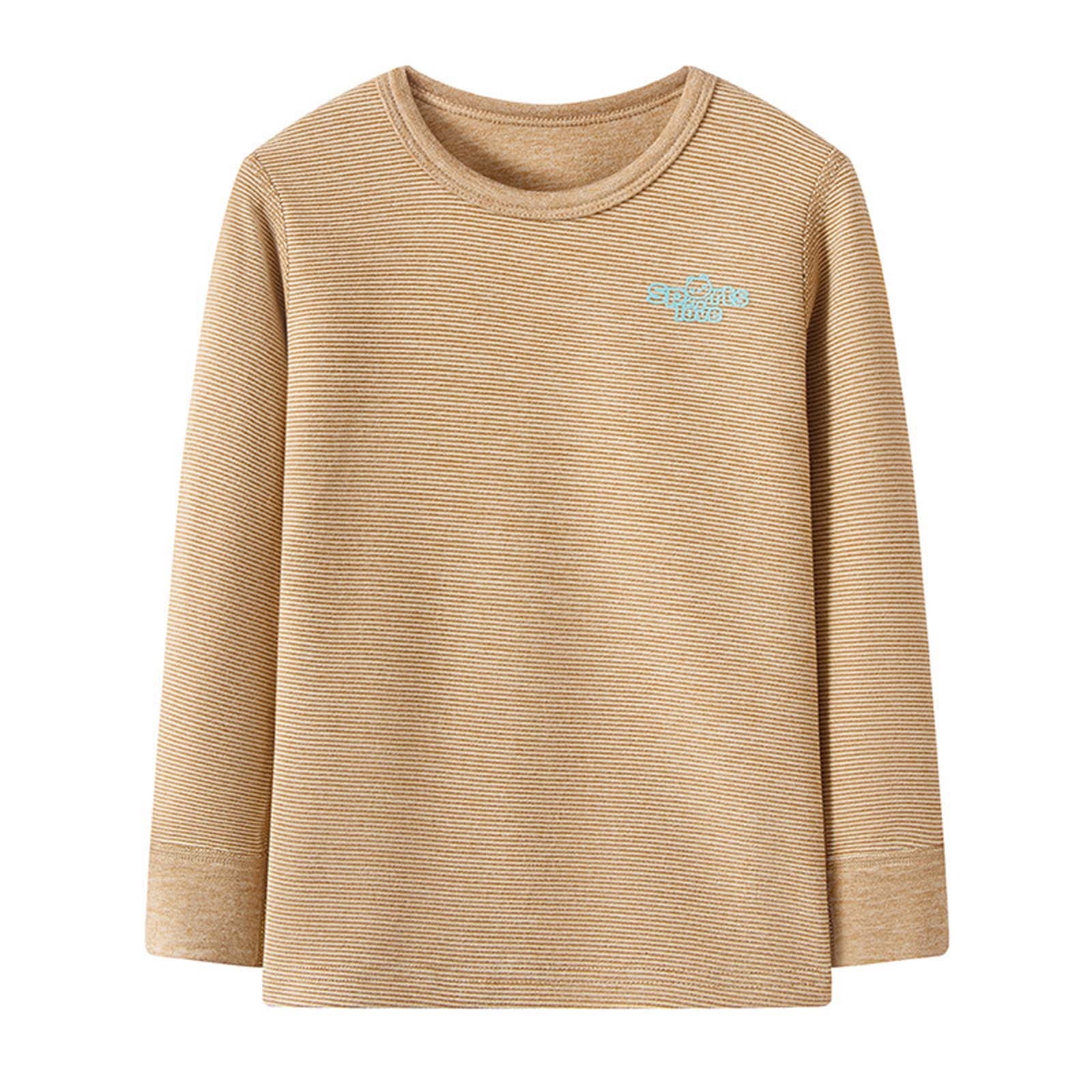 FINALGANG Girls Solid Color Thermal Homewear Top Winter Long Sleeve ...