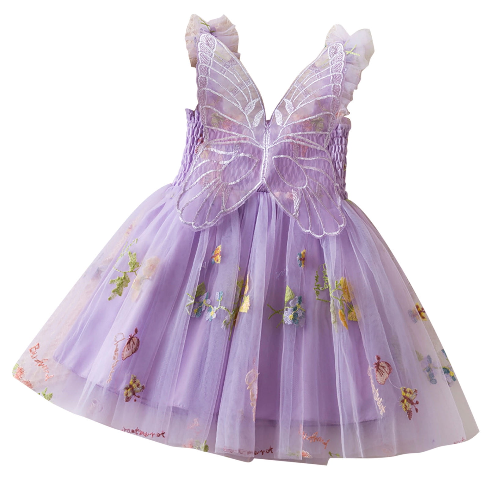 FINALGANG Girls Toddler Dress With 3D Butterfly Wings Ruffle Strap ...