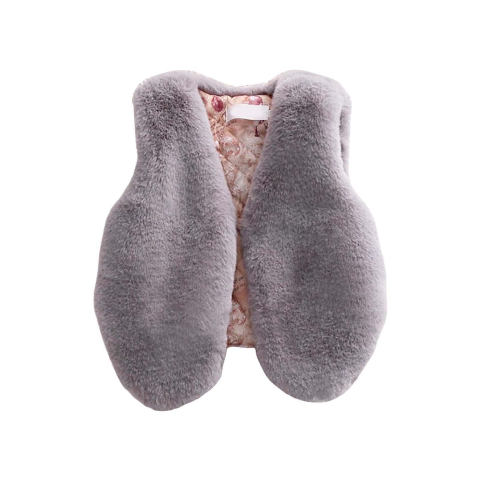 FINALGANG Girls Toddler Plush Vest Winter Solid Color Warm Outerwear ...