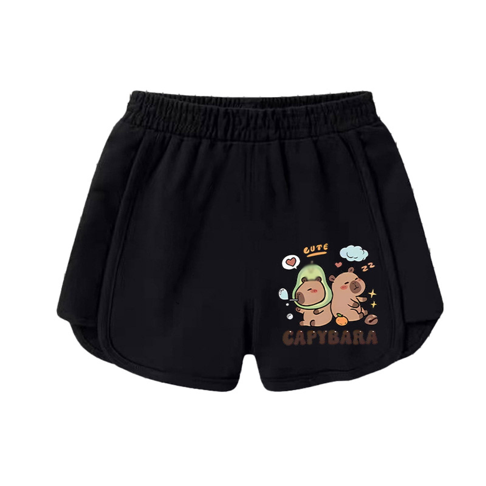 FINALGANG Girls Versatile Shorts Cartoon Capybara Print Elastic ...