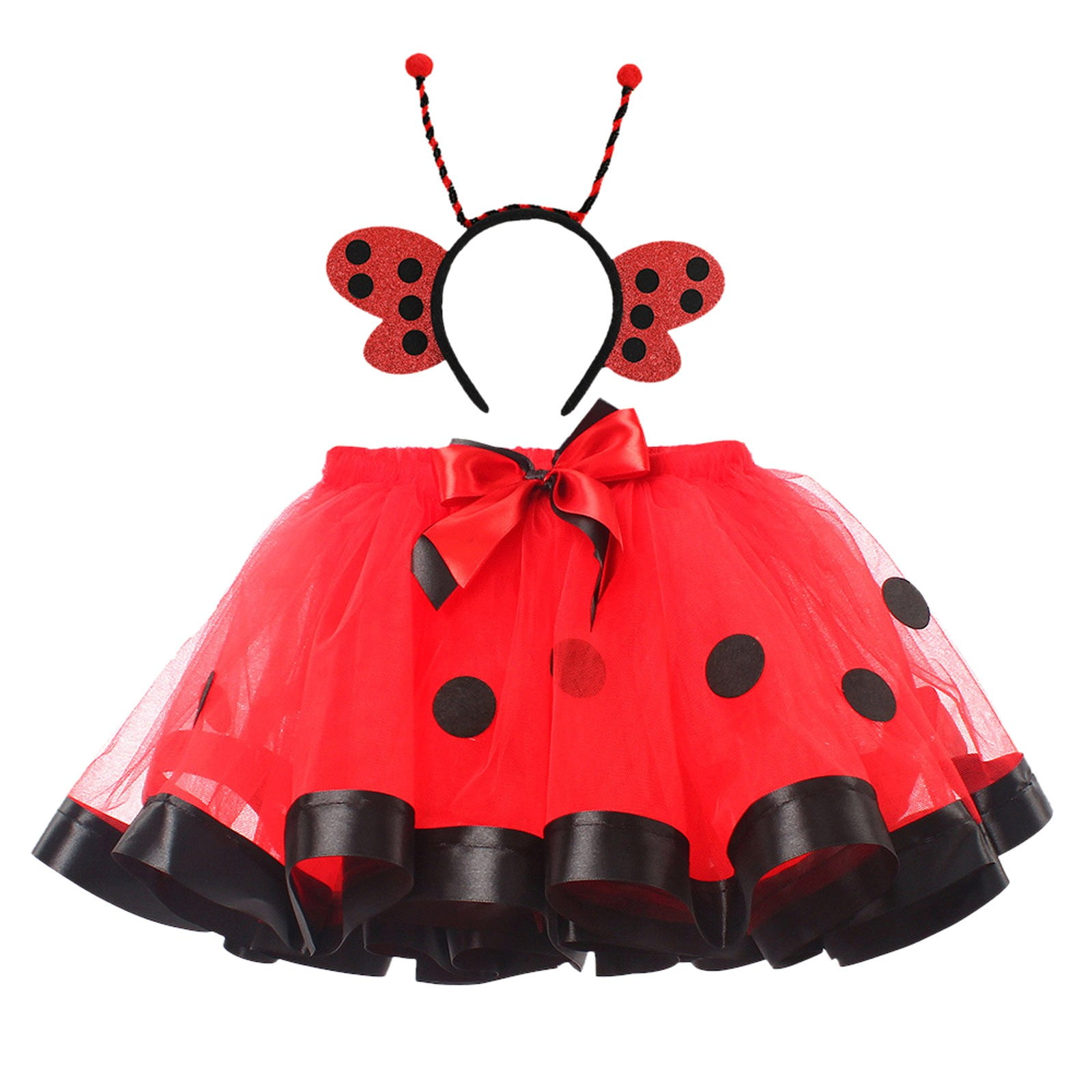 FINALGANG Kids Girls Ladybug Themed Skirt Set Tulle Tutu Skirt With ...