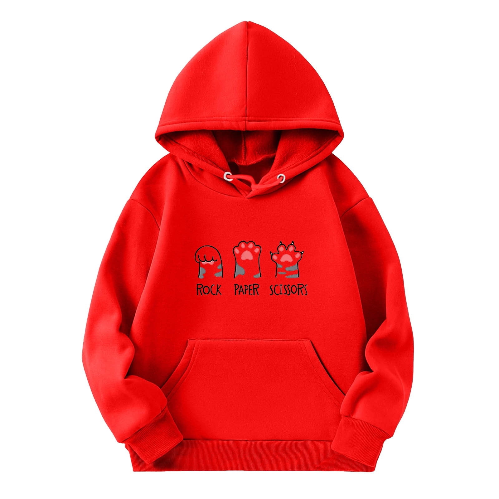 FINALGANG Kids Loose Fit Hoodie With Cat Paw Print Boys Girls Long ...