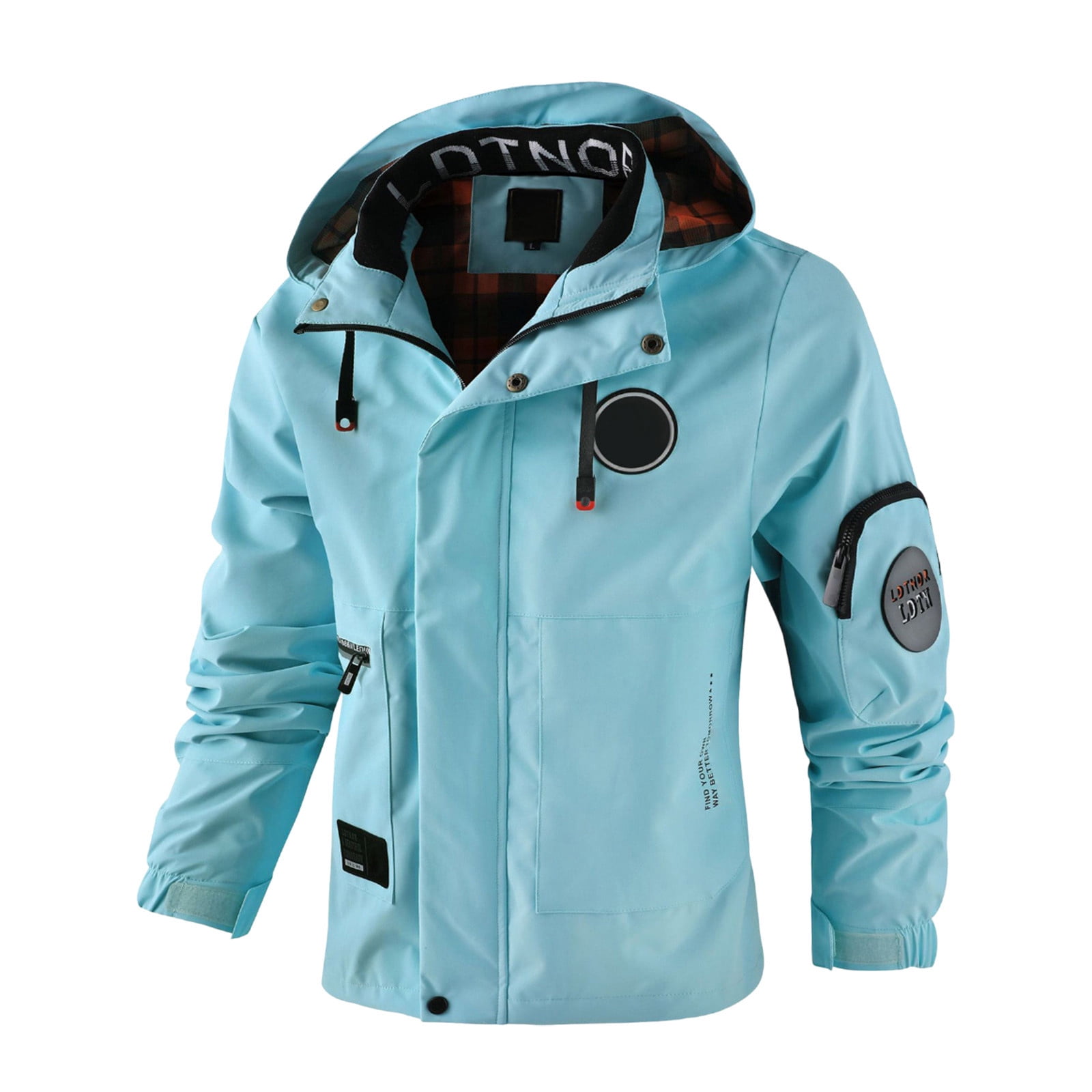 FINALGANG Men Jackets Autumn Winter Lightweight Windbreaker Long Sleeve ...