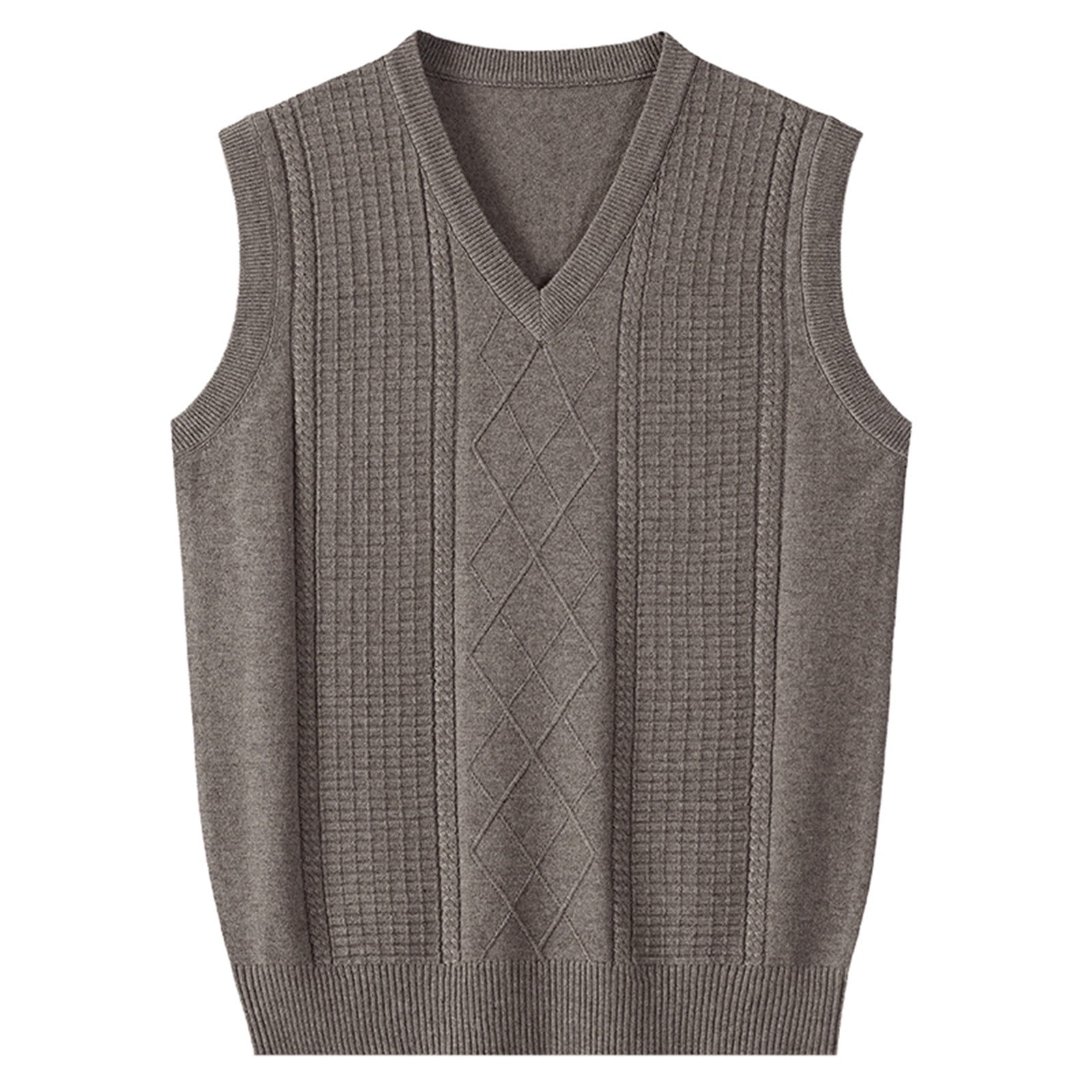 FINALGANG Men Sweater Vest Solid Color Sleeveless V Neck Knitted Vest ...