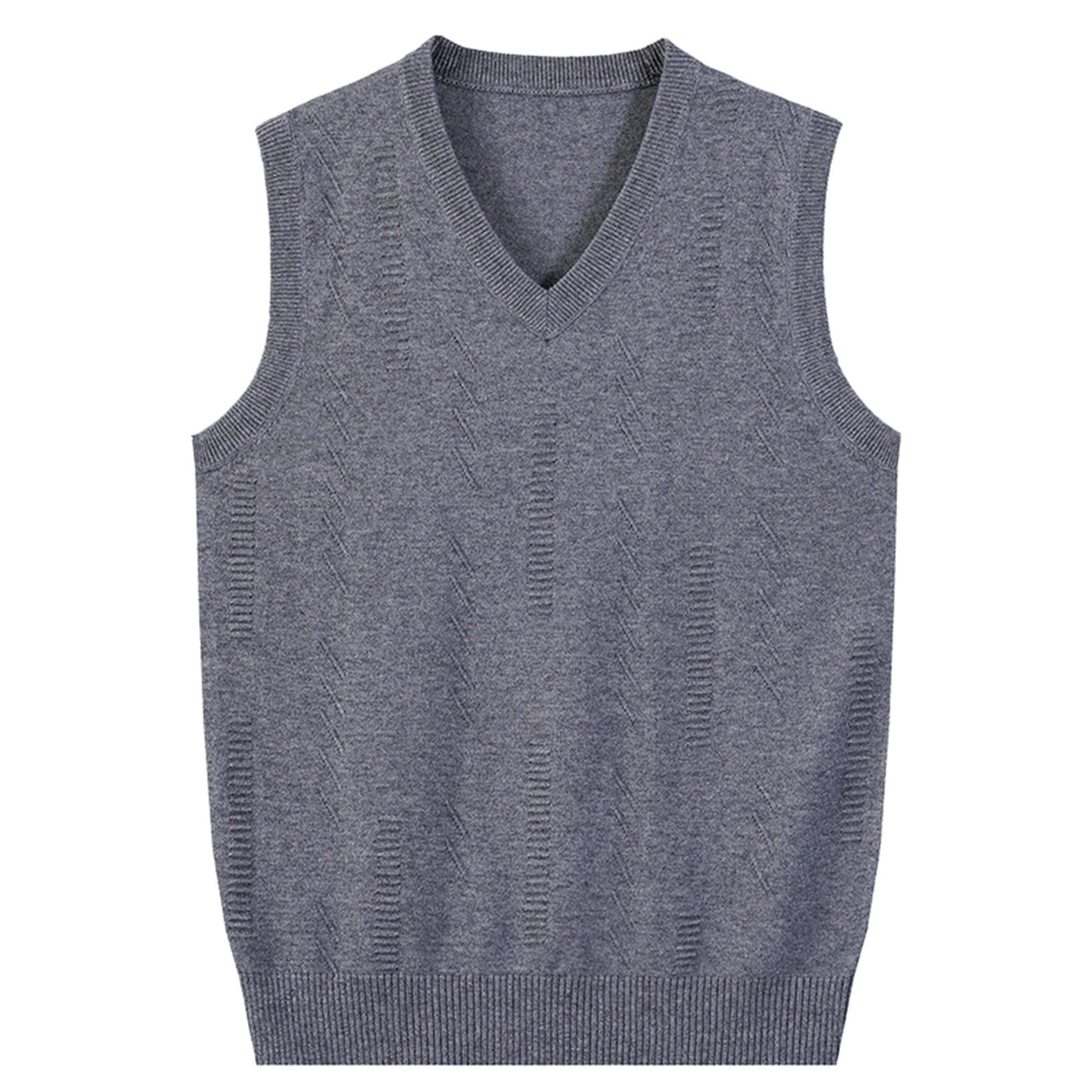 FINALGANG Men Sweater Vest Solid Color Sleeveless V Neck Knitted Vest ...