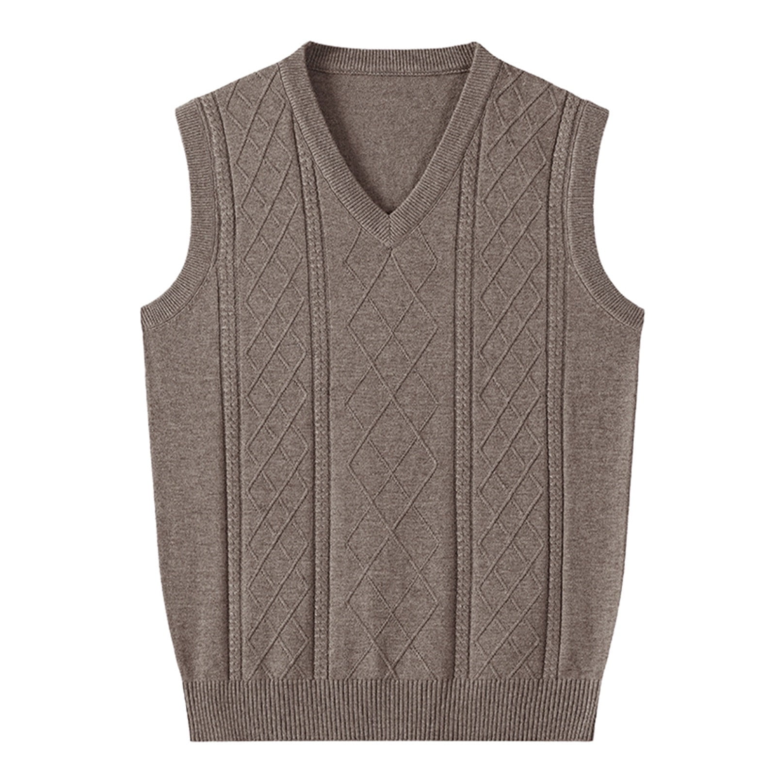 FINALGANG Men Sweater Vest Solid Color Sleeveless V Neck Knitted Vest ...