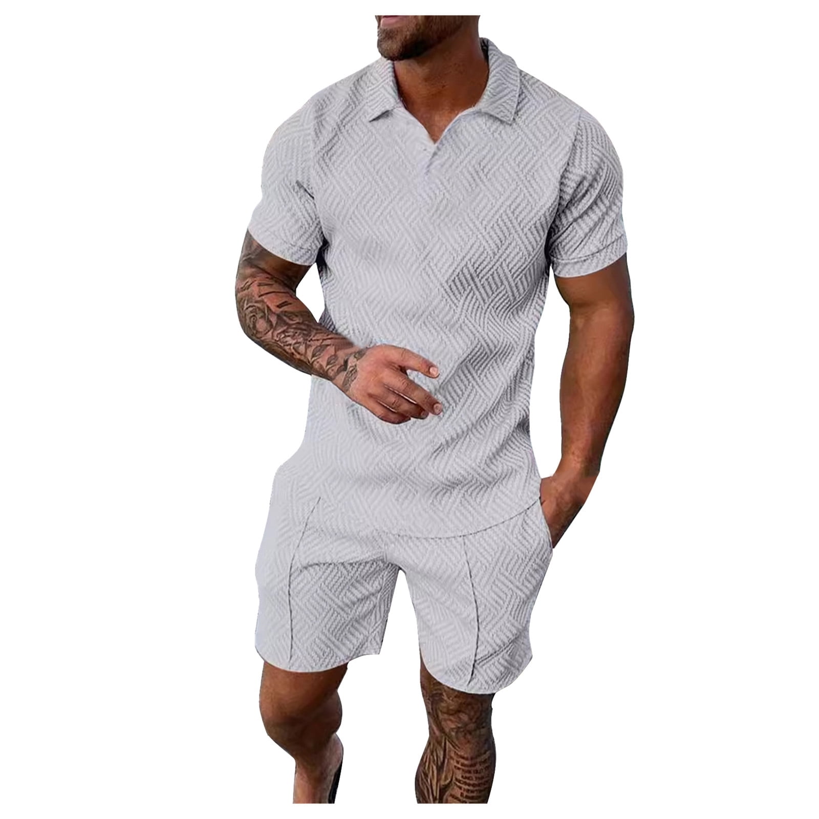 FINALGANG Men Versatile Outfits 3D Print Short Sleeve Turndown Collar ...