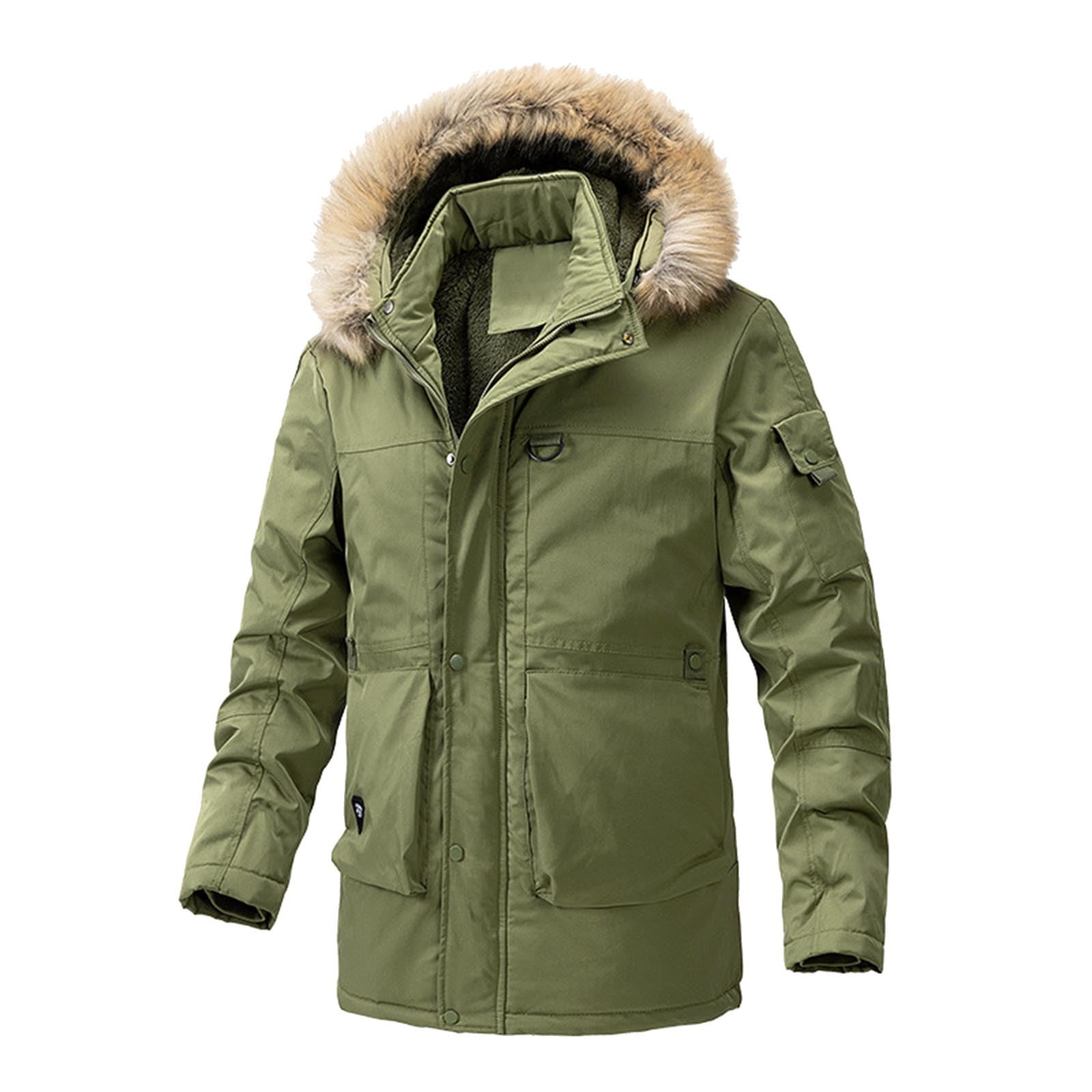 FINALGANG Men's Autumn Winter Jacket Solid Color Windproof Thicken Warm ...