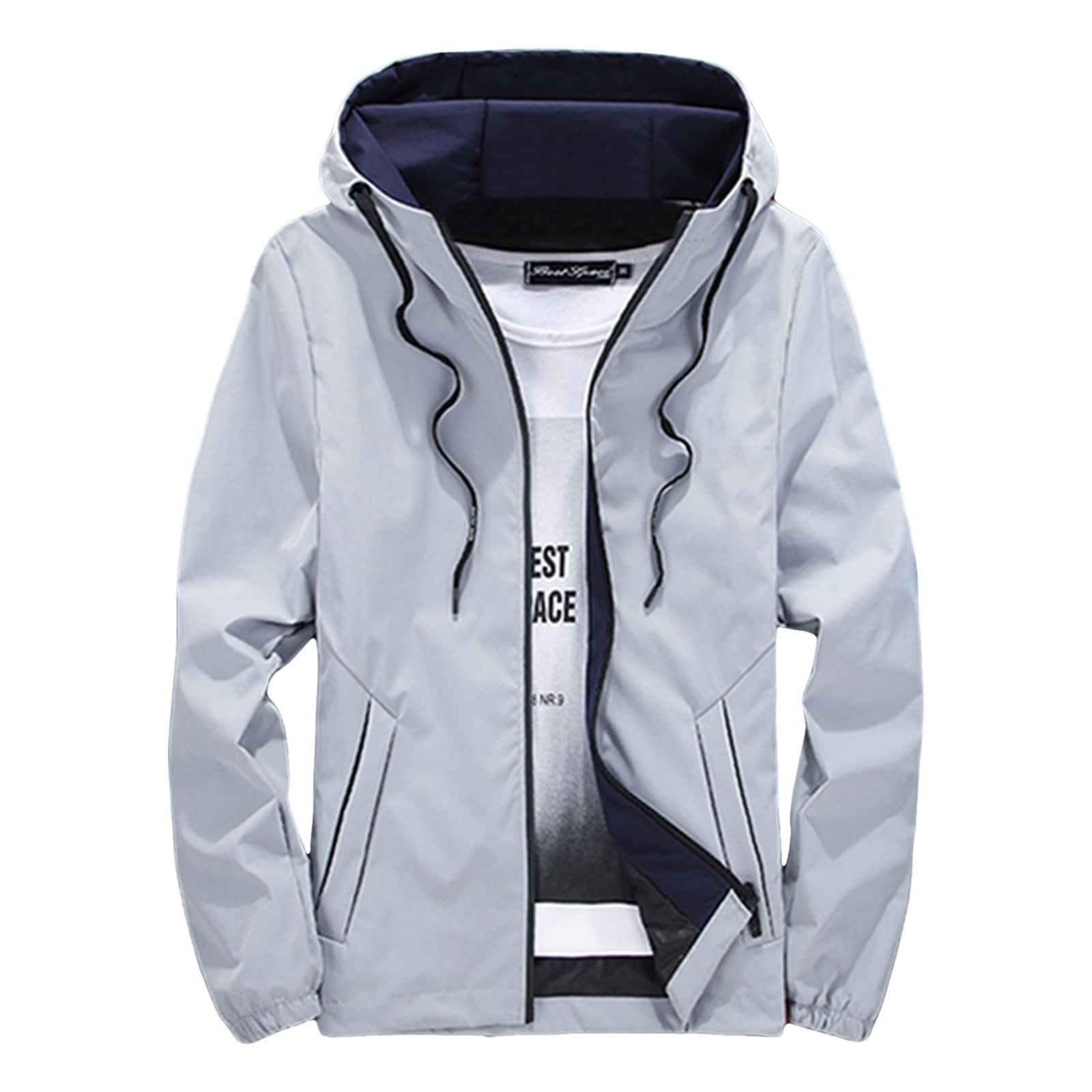 FINALGANG Men's Coat Casual Lightweight Hooded Windbreaker Jacket With ...
